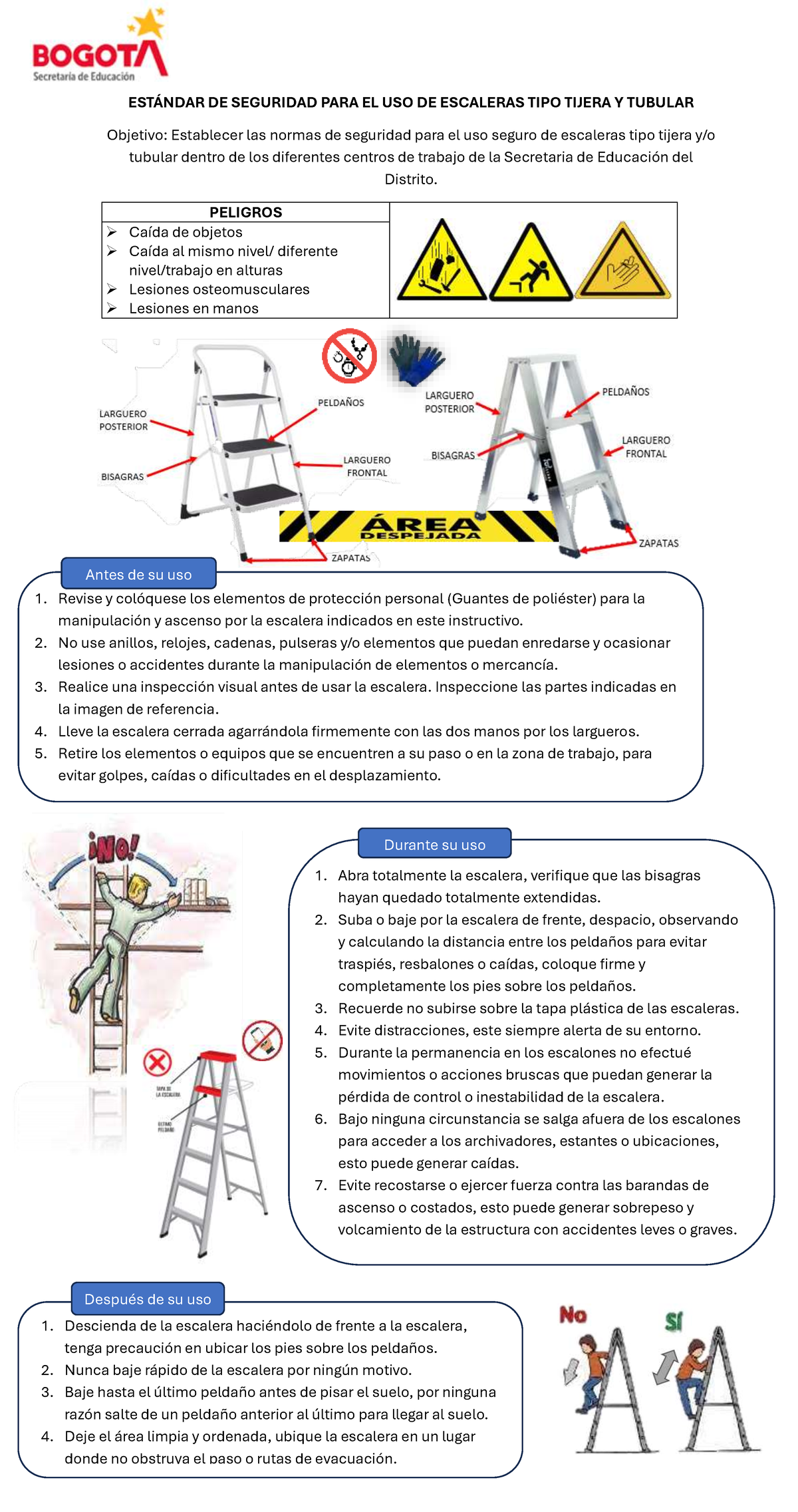 Estándar seguridad escalera tijera tubular 19012024 - ESTÁNDAR DE SEGURIDAD PARA EL USO DE ...