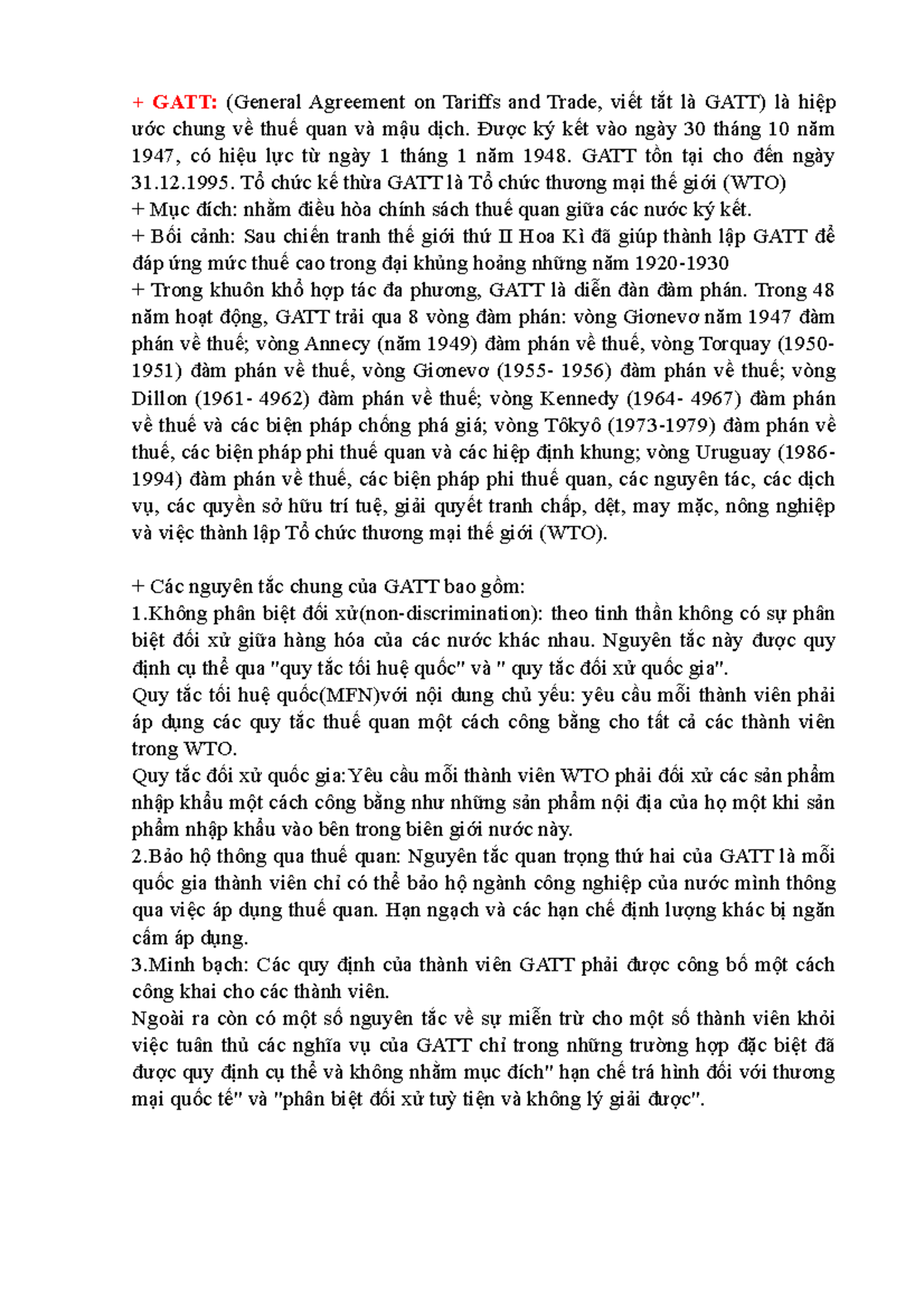 GATT - Giới thiệu về GATT - + GATT: (General Agreement on Tariffs and ...