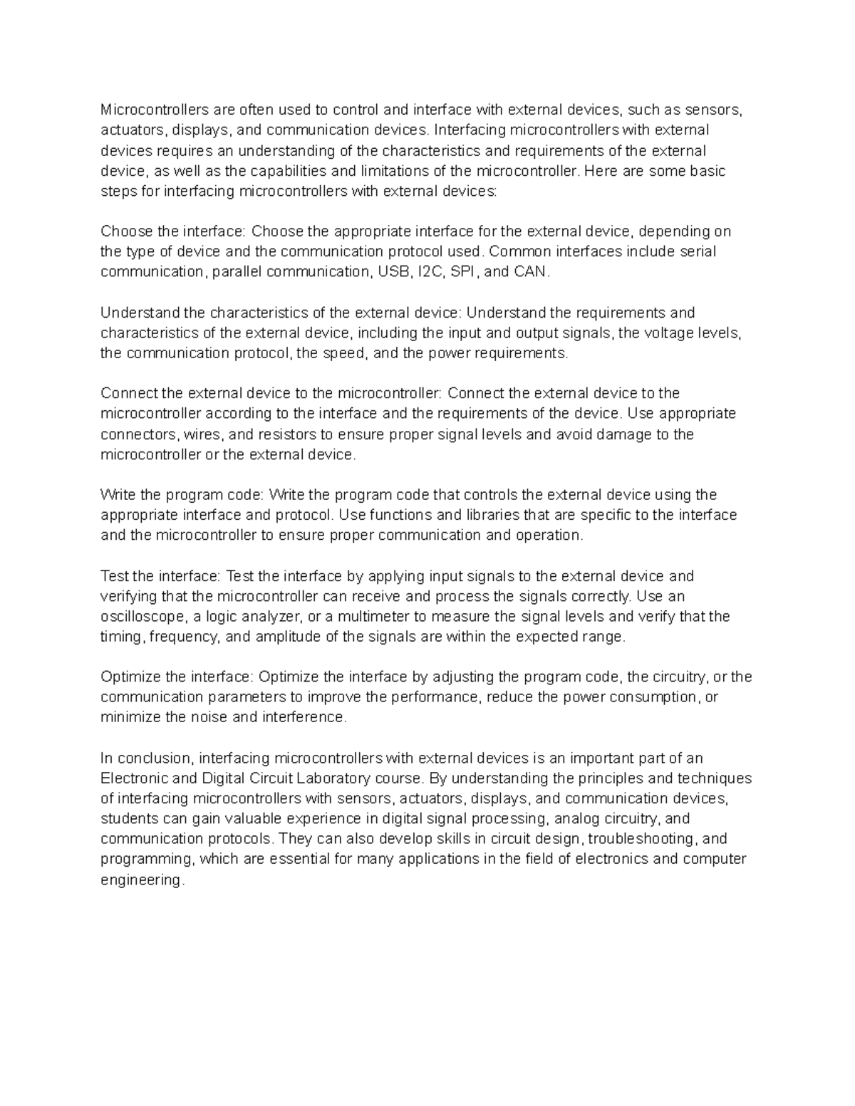 Interfacing Microcontrollers with External Devices - Microcontrollers ...