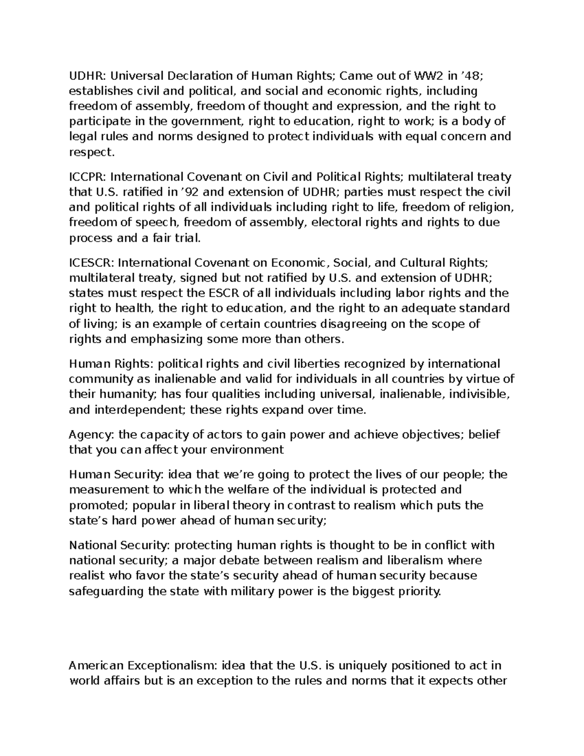 Global politics final study guide - UDHR: Universal Declaration of ...