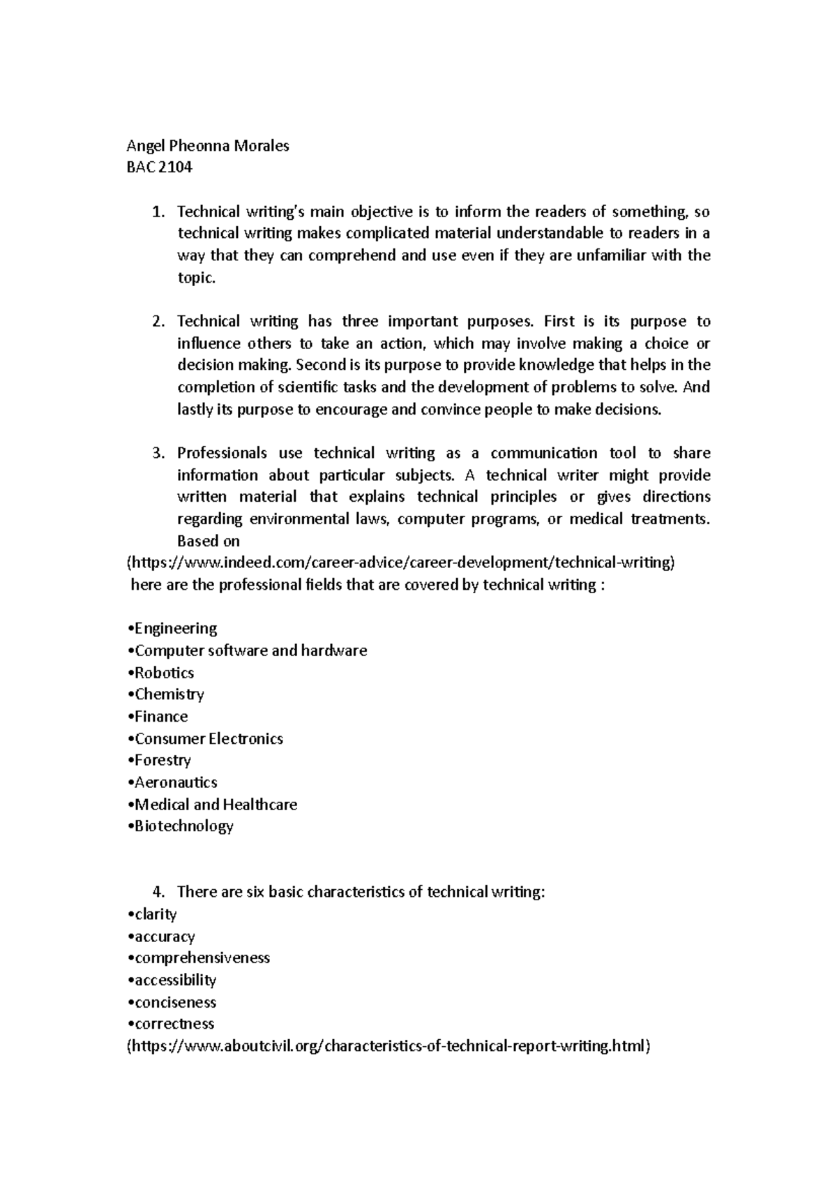 Techwriting - tech write - Angel Pheonna Morales BAC 2104 Technical ...