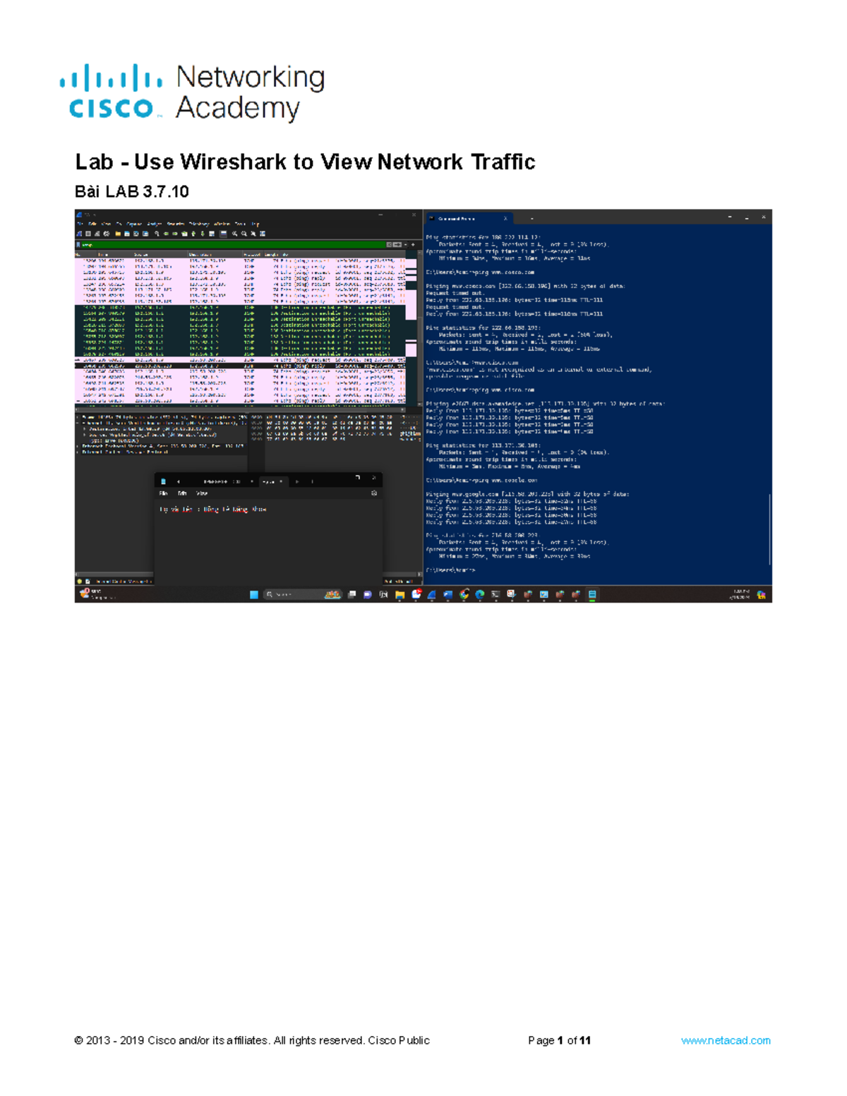 3.7.10 Lab - Use Wireshark to View Network Traffic - Bài LAB 3. Topology Objectives Part 1 ...