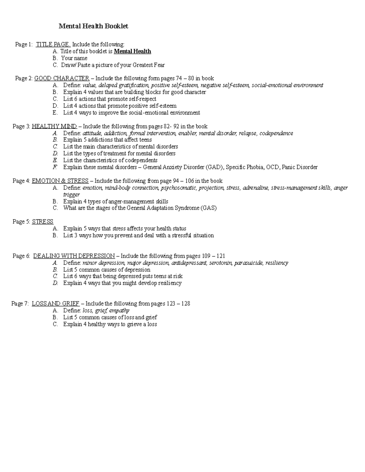 Mental Health Booklet 1 1 - Mental Health Booklet Page 1: TITLE PAGE ...
