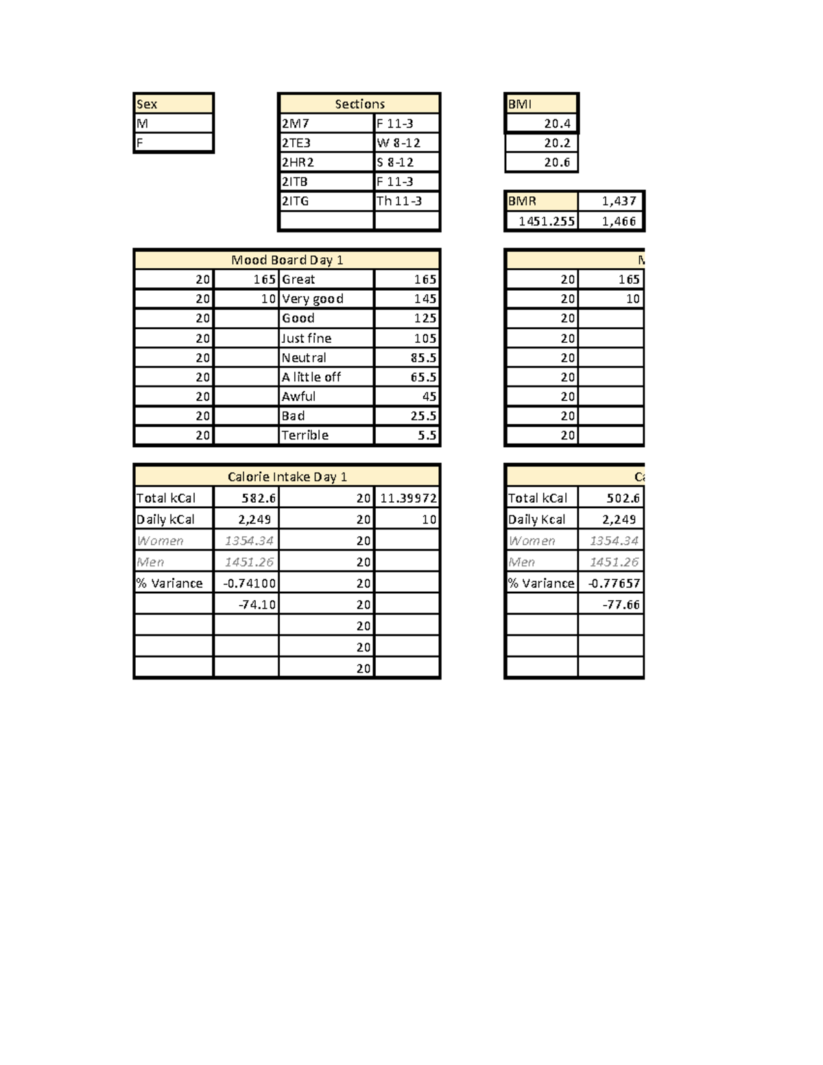 Smart Wellness LOG Ferraz - Sex BMI Target Time frame Activity Level ...