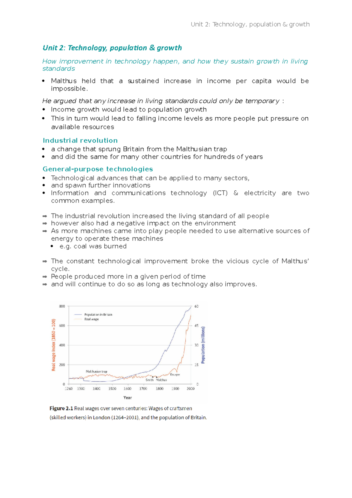 Unit 2 ( Technology, population and growth ) - Unit 2: Technology ...