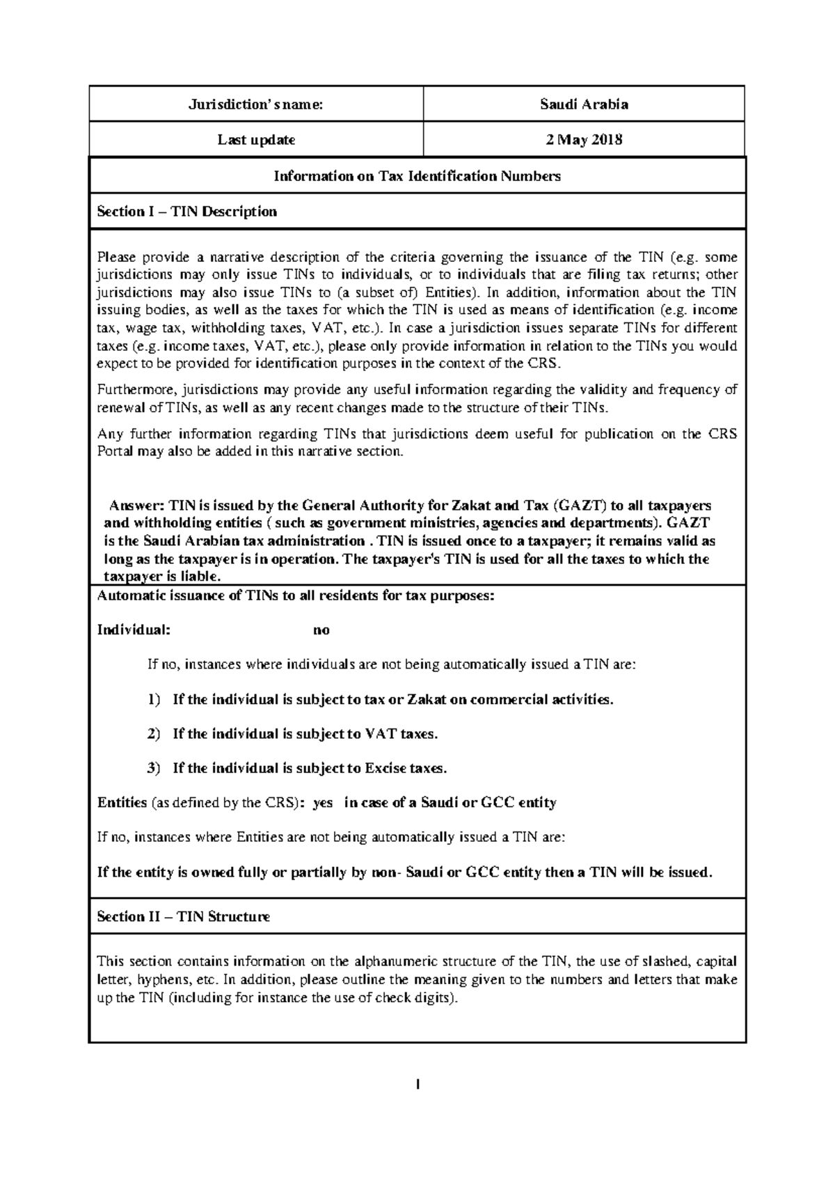 Saudi-Arabia-TIN - About tin number - 1 Jurisdiction’s name: Saudi ...