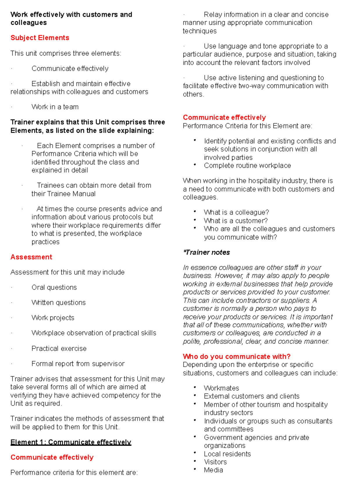 Complete WORK Effectively Applied LEC - Work effectively with customers ...