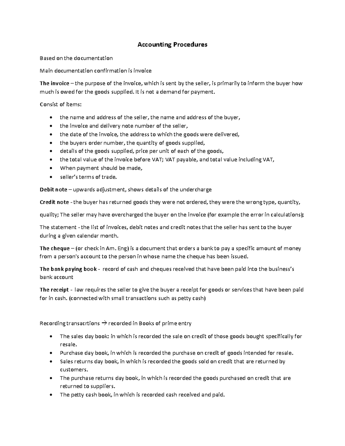 Accounting procedures - Accounting Procedures Based on the ...