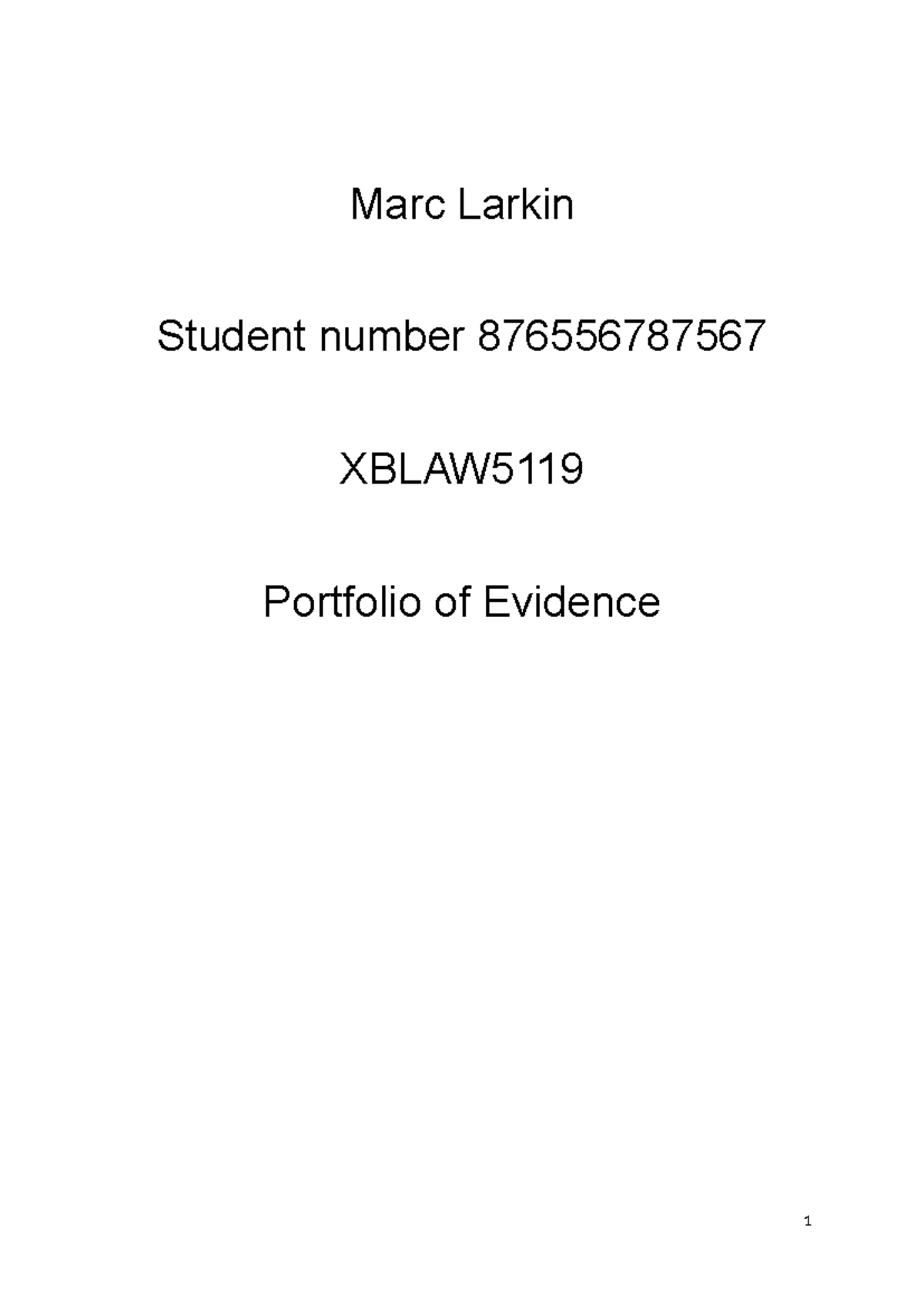 POE example template - Marc Larkin Student number 876556787567 XBLAW ...