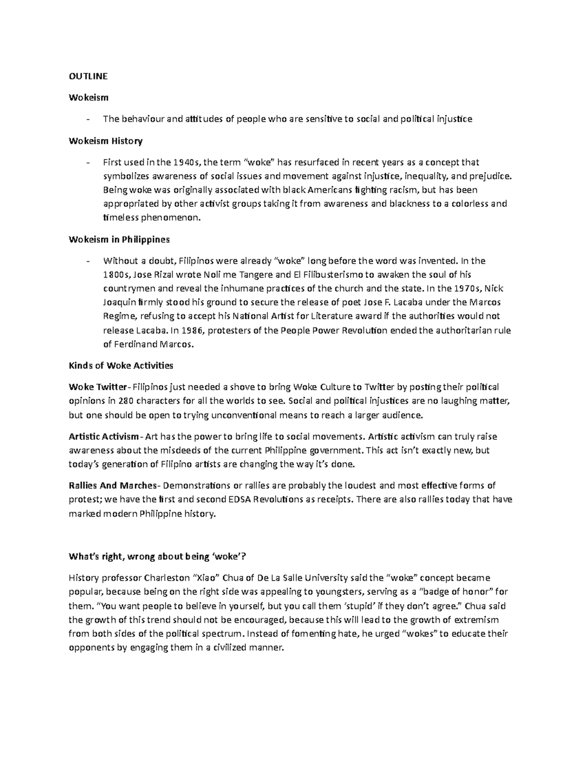Wokeism - GODBLESS - OUTLINE Wokeism The behaviour and attitudes of ...