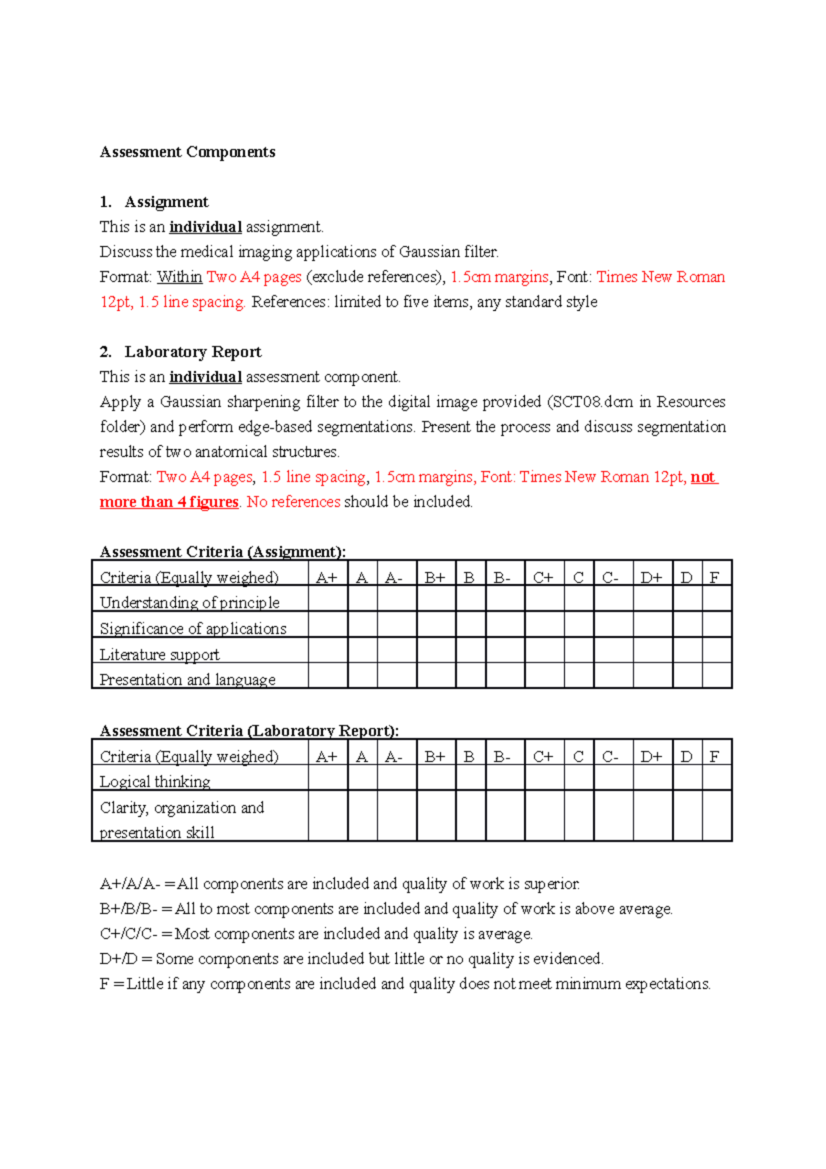 Assessment Final - Coursework assignment - Assessment Components ...