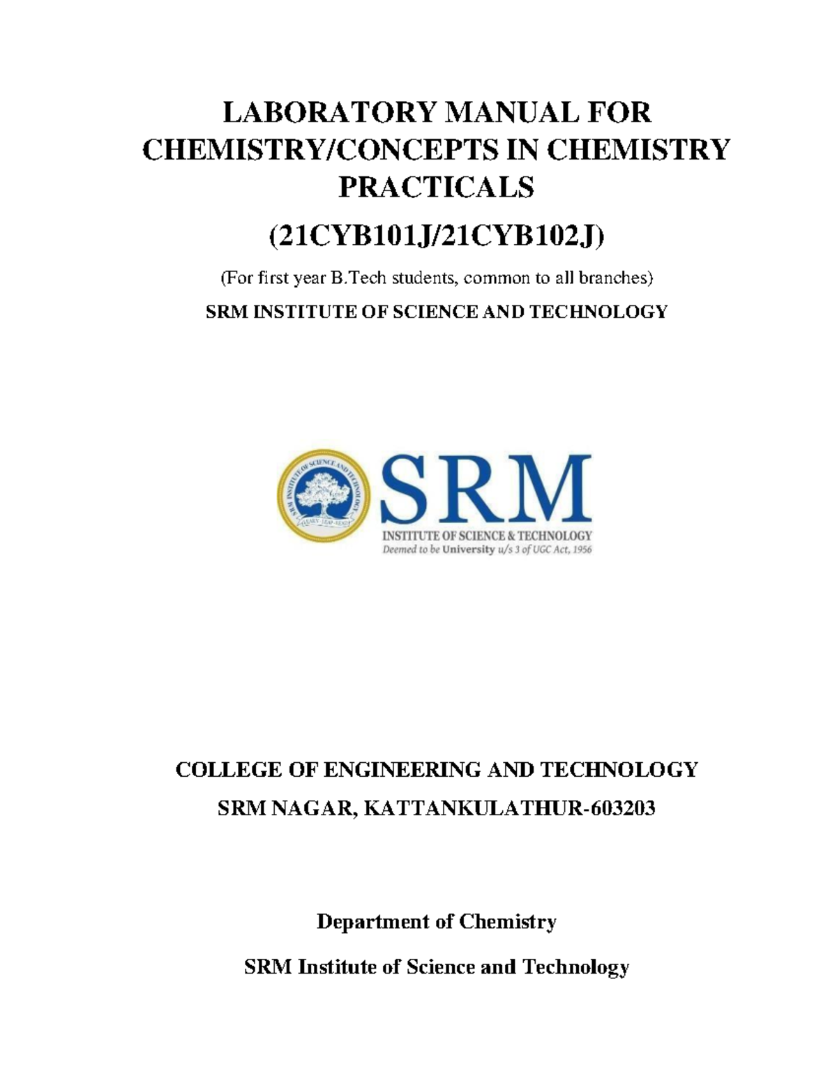 Lab manual with graph - LABORATORY MANUAL FOR CHEMISTRY/CONCEPTS IN ...