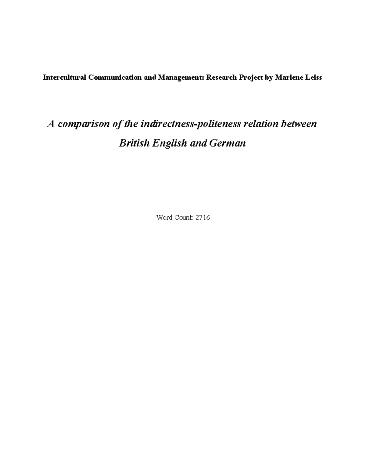 LN115 Summative Research Project - Intercultural Communication and ...