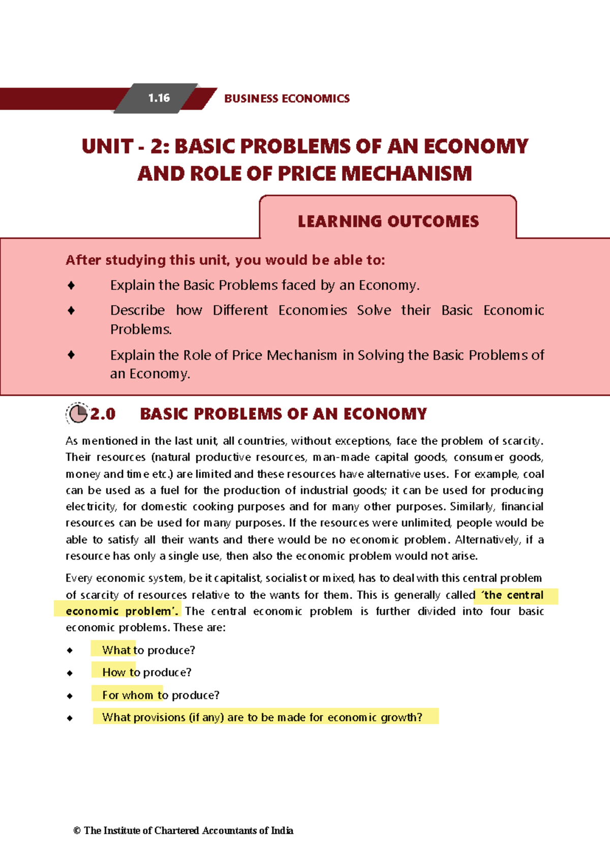 74658 bos60481 fndp4cp1u2 - 16 1. 16 BUSINESS ECONOMICS UNIT - 2: BASIC ...