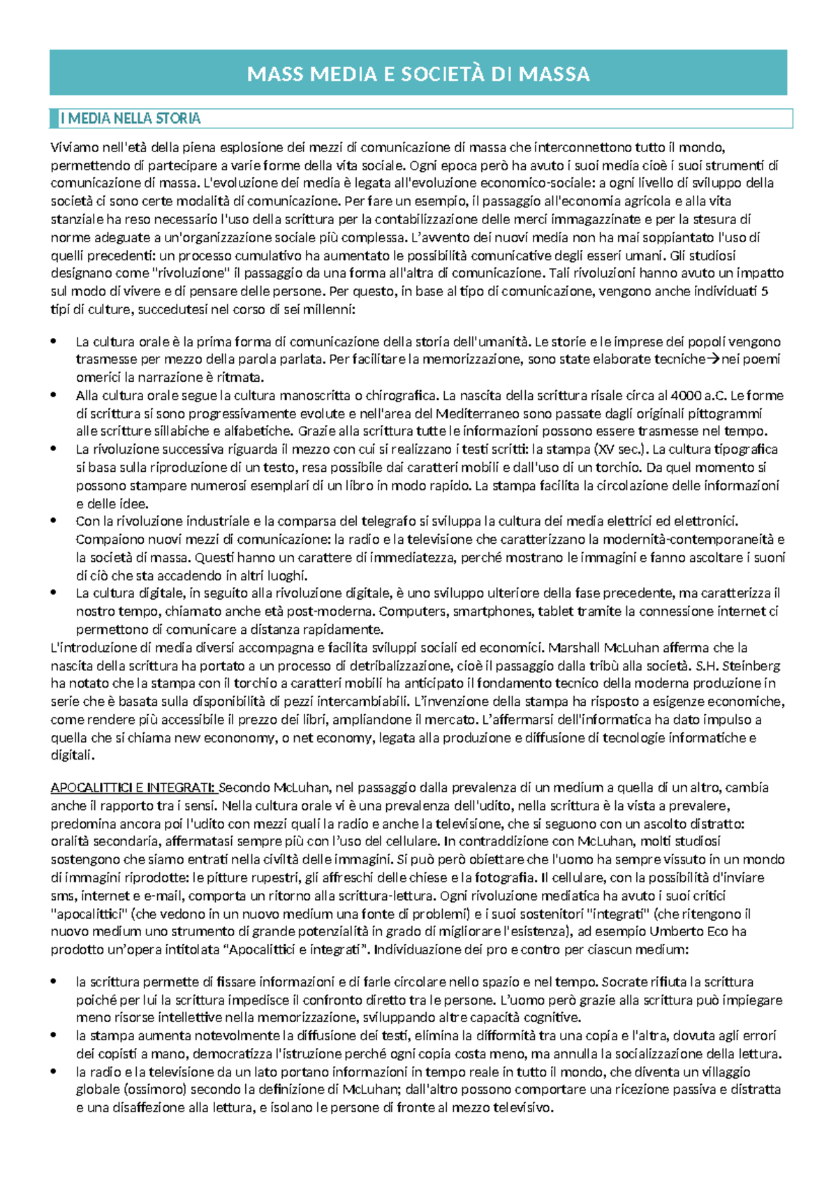 Mass media e Società di massa - MASS MEDIA E SOCIETÀ DI MASSA I MEDIA ...