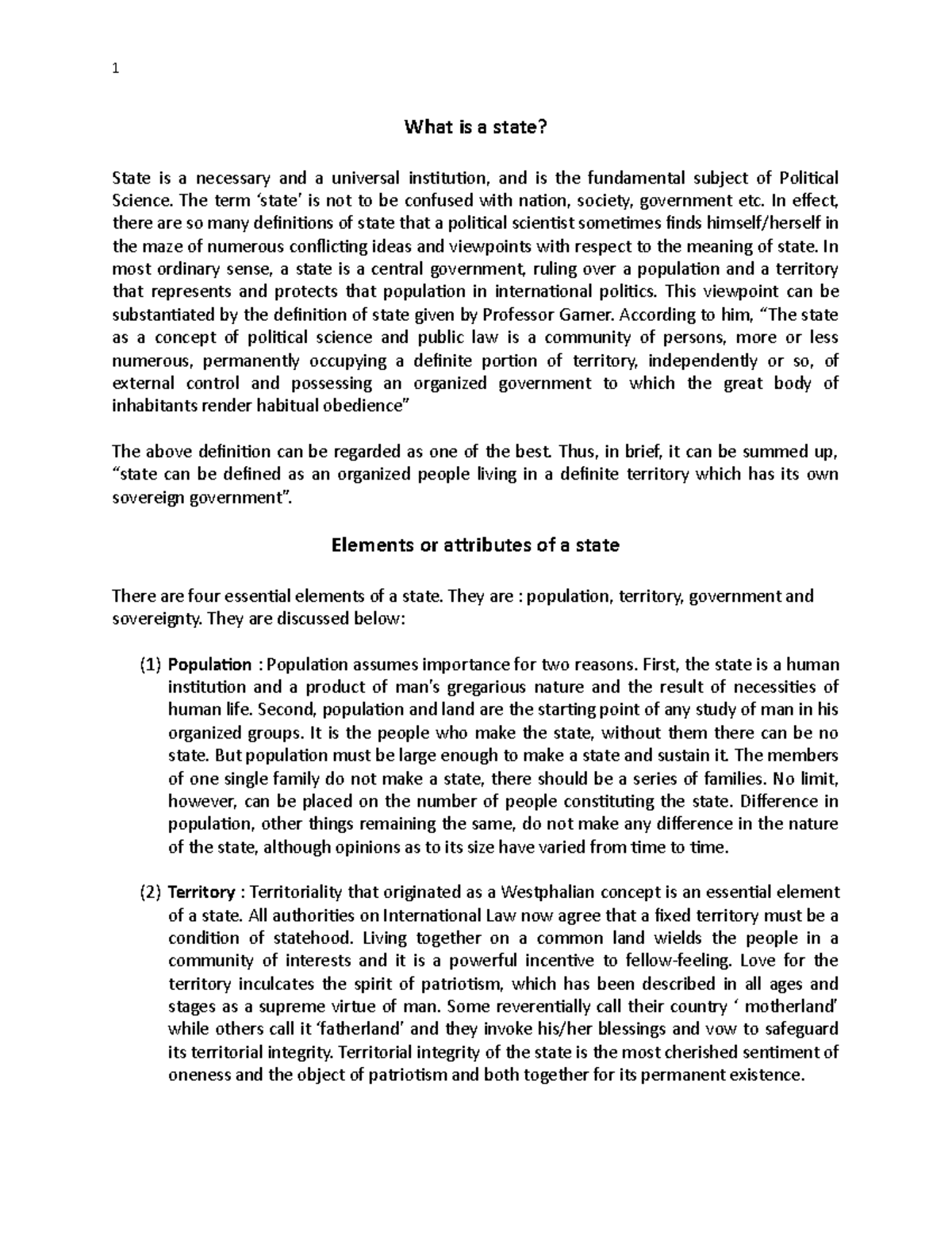 State - Notes - What is a state? State is a necessary and a universal ...