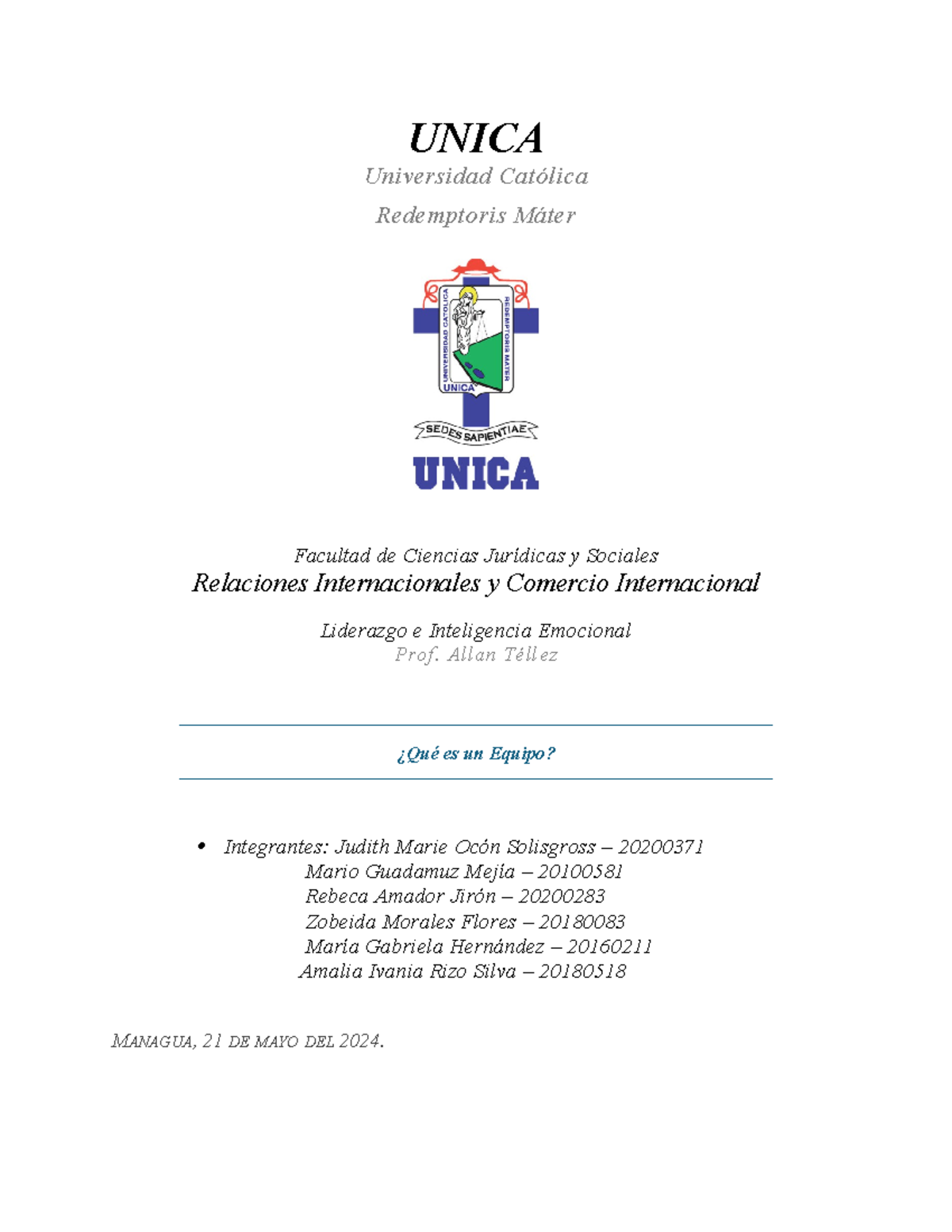 Que es un equipo - UNICA Universidad Católica Redemptoris Máter ...