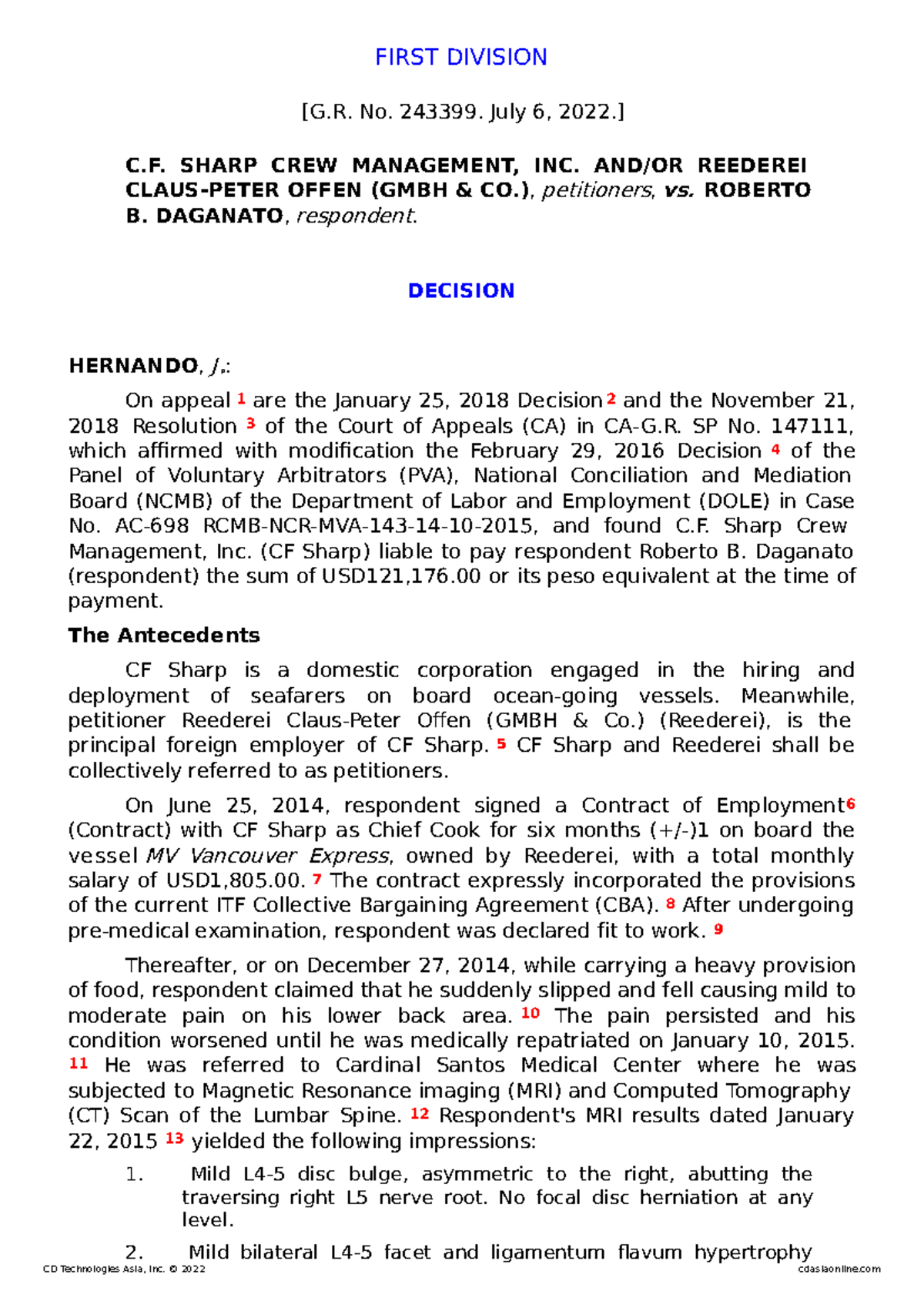 332005-2022-C.F. Sharp Crew Management Inc - FIRST DIVISION [G. No ...