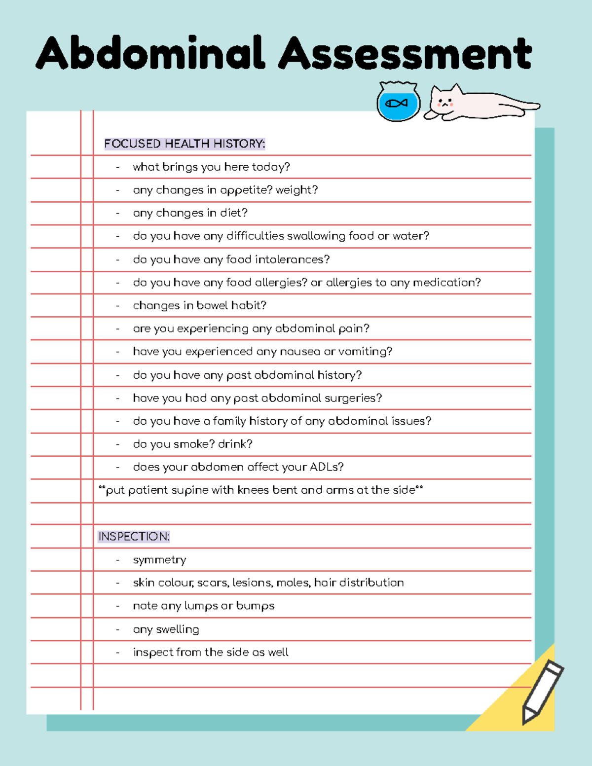Focused Health History and Abdominal Assessment - Abdominal Assessment ...