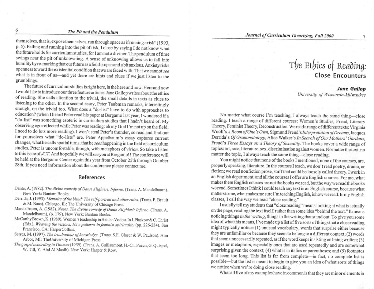 Gallop - Ethics of Reading-1 - COM LIT 40 - Studocu