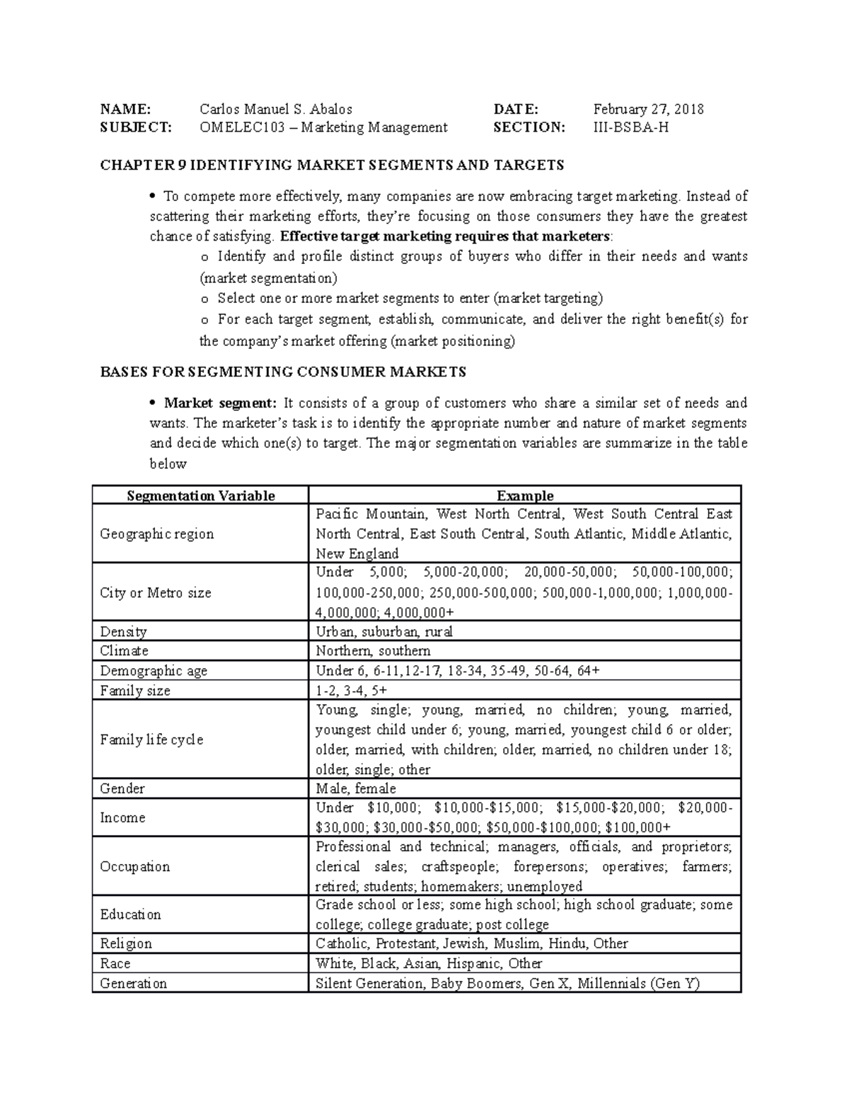 Omelec 103-Chapter 9Summary - NAME: Carlos Manuel S. Abalos DATE ...