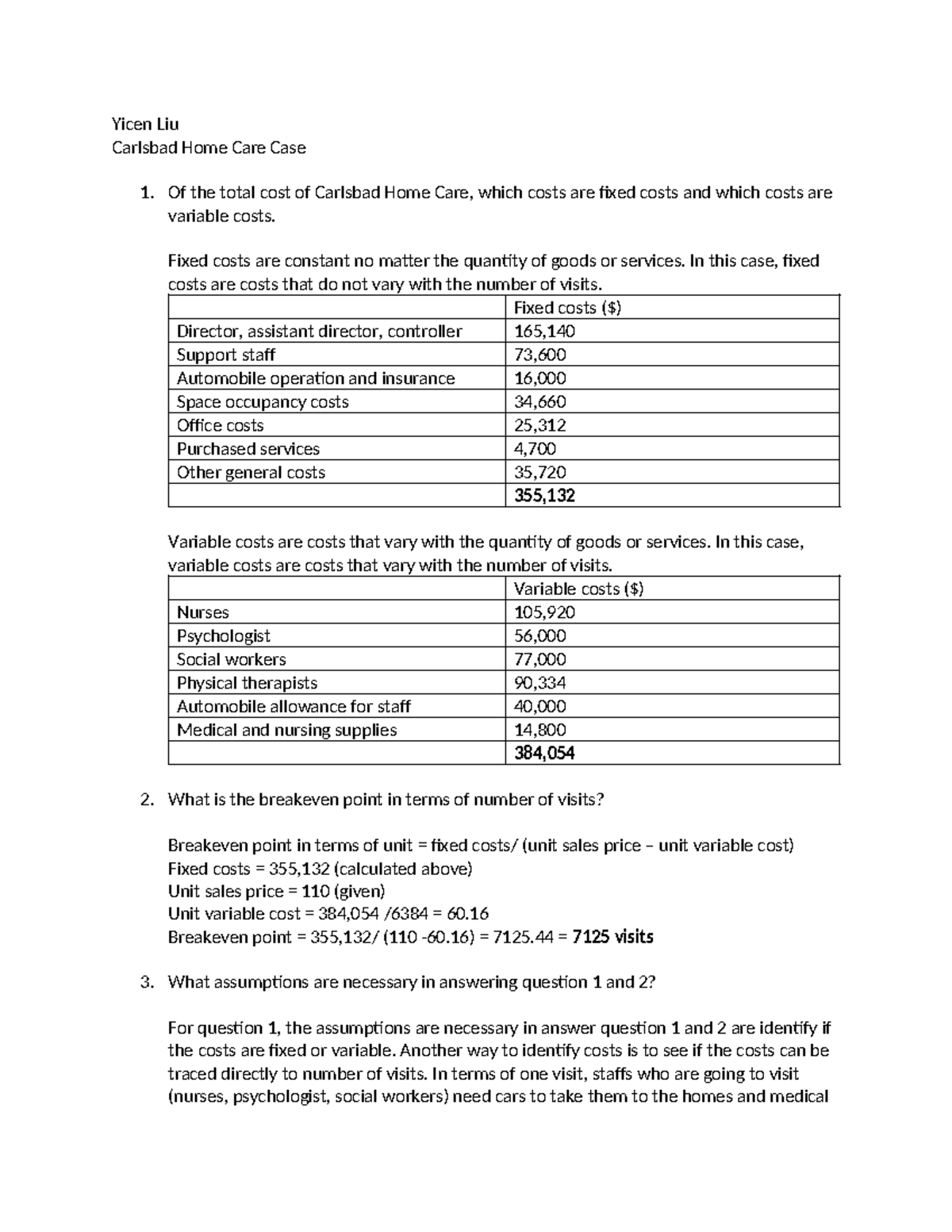 A437 CHC case - Yicen Liu Carlsbad Home Care Case 1. Of the total cost ...