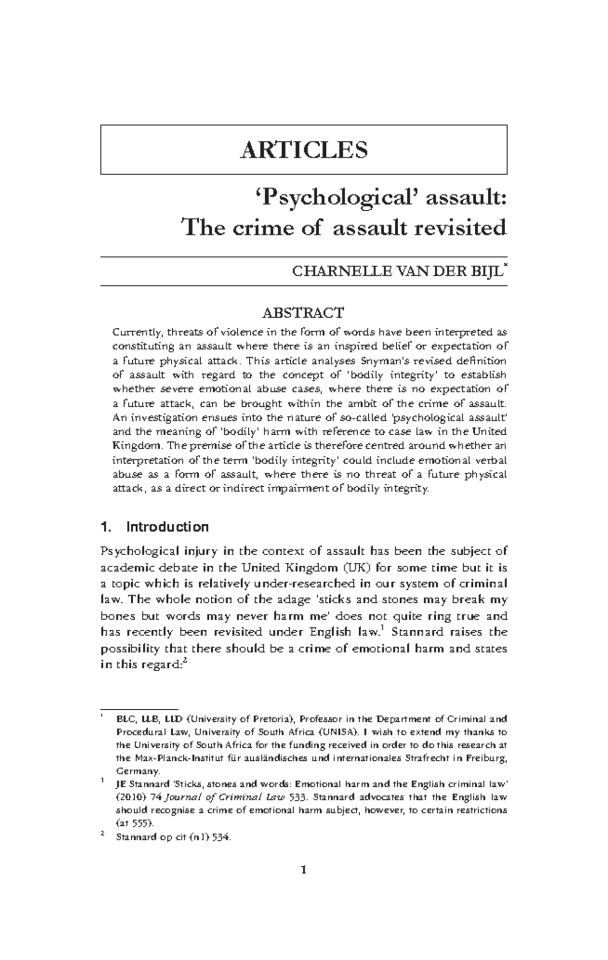 Psychological assault - articles ‘Psychological’ assault: the crime of ...