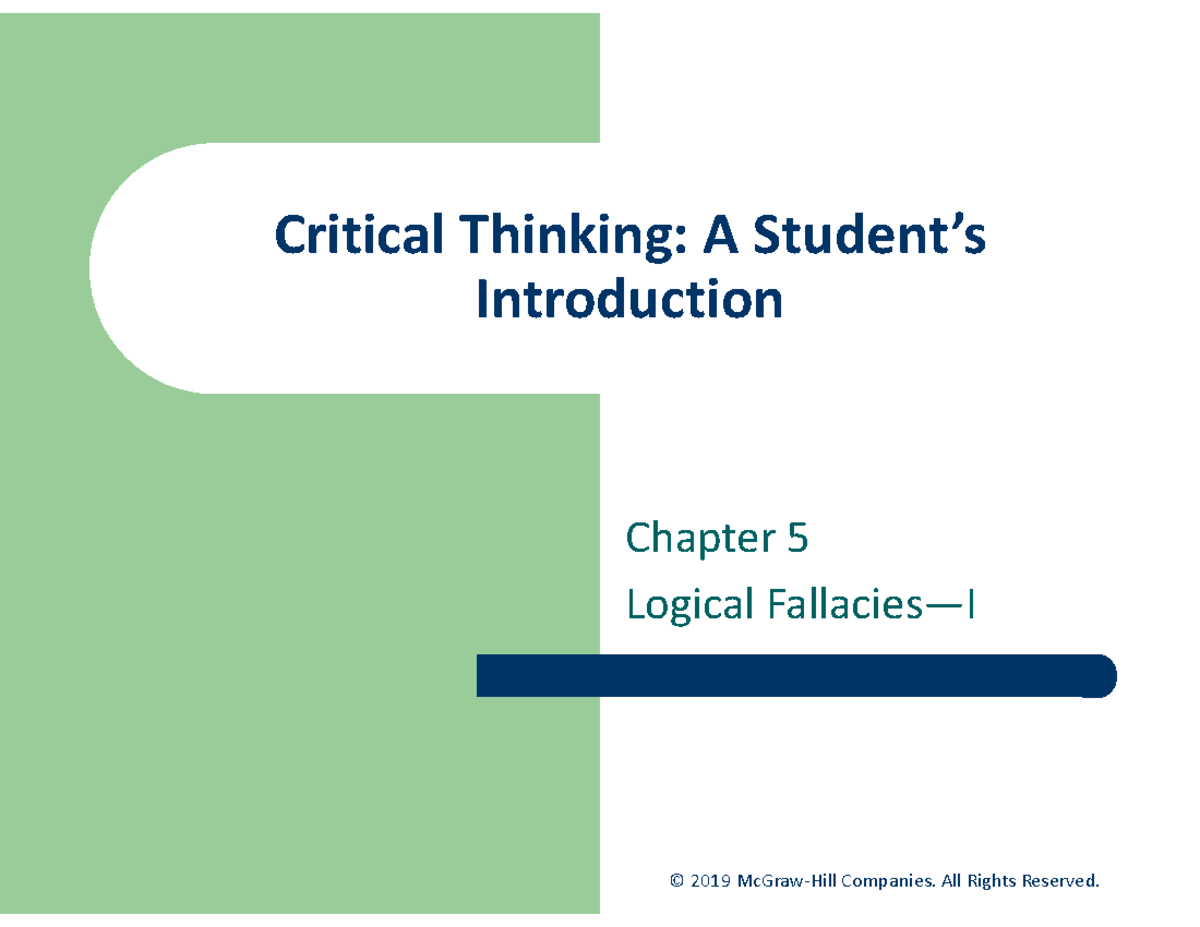 Chapter 5 2024 - zzz - Critical Thinking: A Student’s Introduction ...
