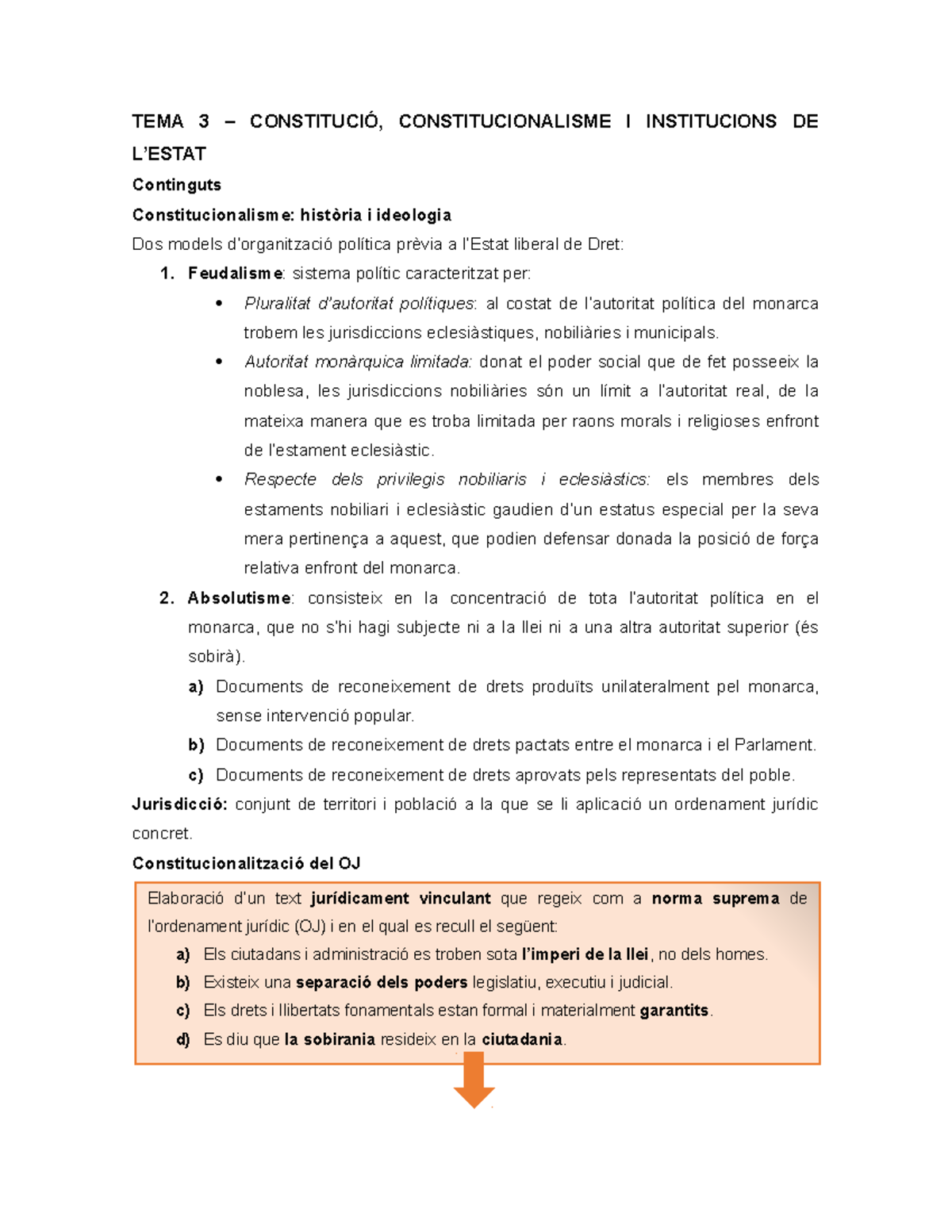 TEMA 3 - Apunts 3 - TEMA 3 – CONSTITUCIÓ, CONSTITUCIONALISME I INSTITUCIONS DE L’ESTAT ...