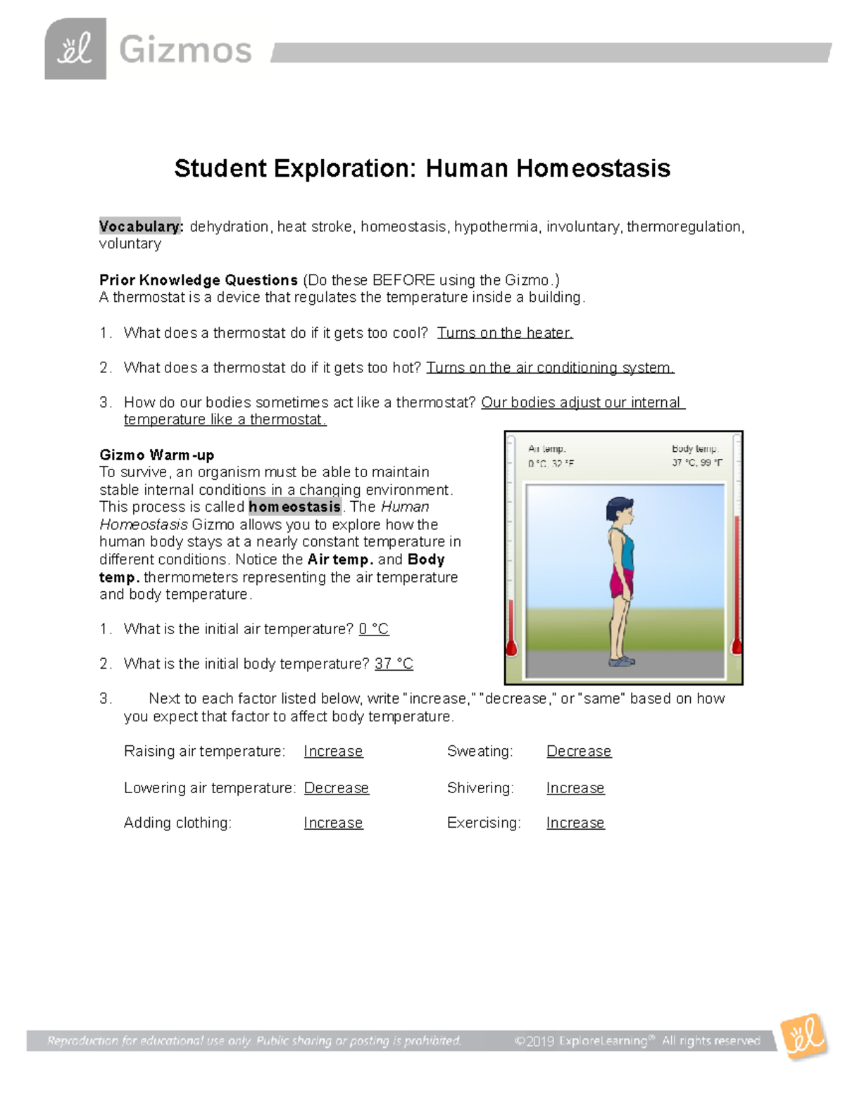 Human Homeostasis SE - Gizmo Exploration sheet - Student Exploration ...