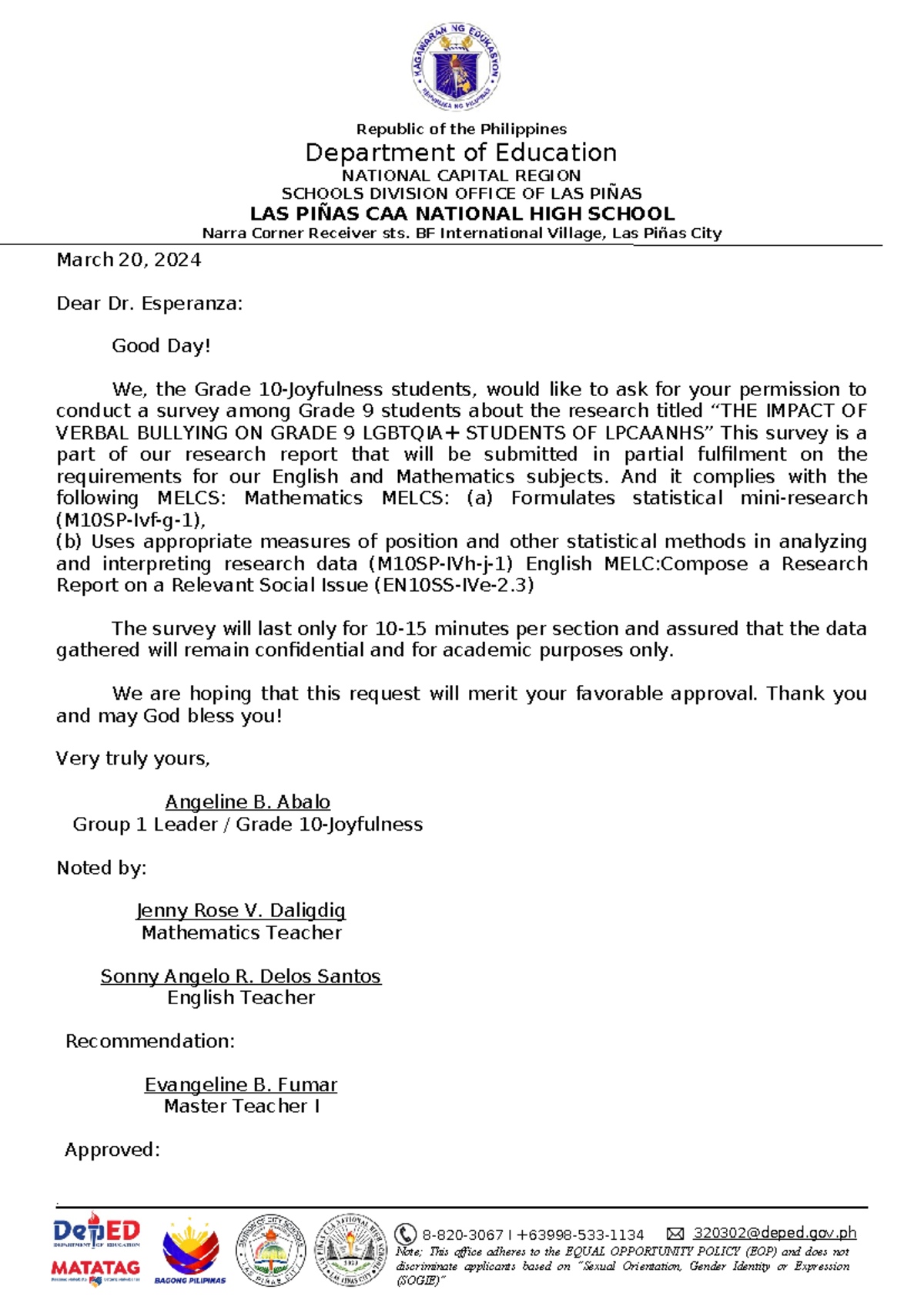 Letter-Student-Research - 8-820-3067 I +63998-533-1134 320302@deped.gov ...