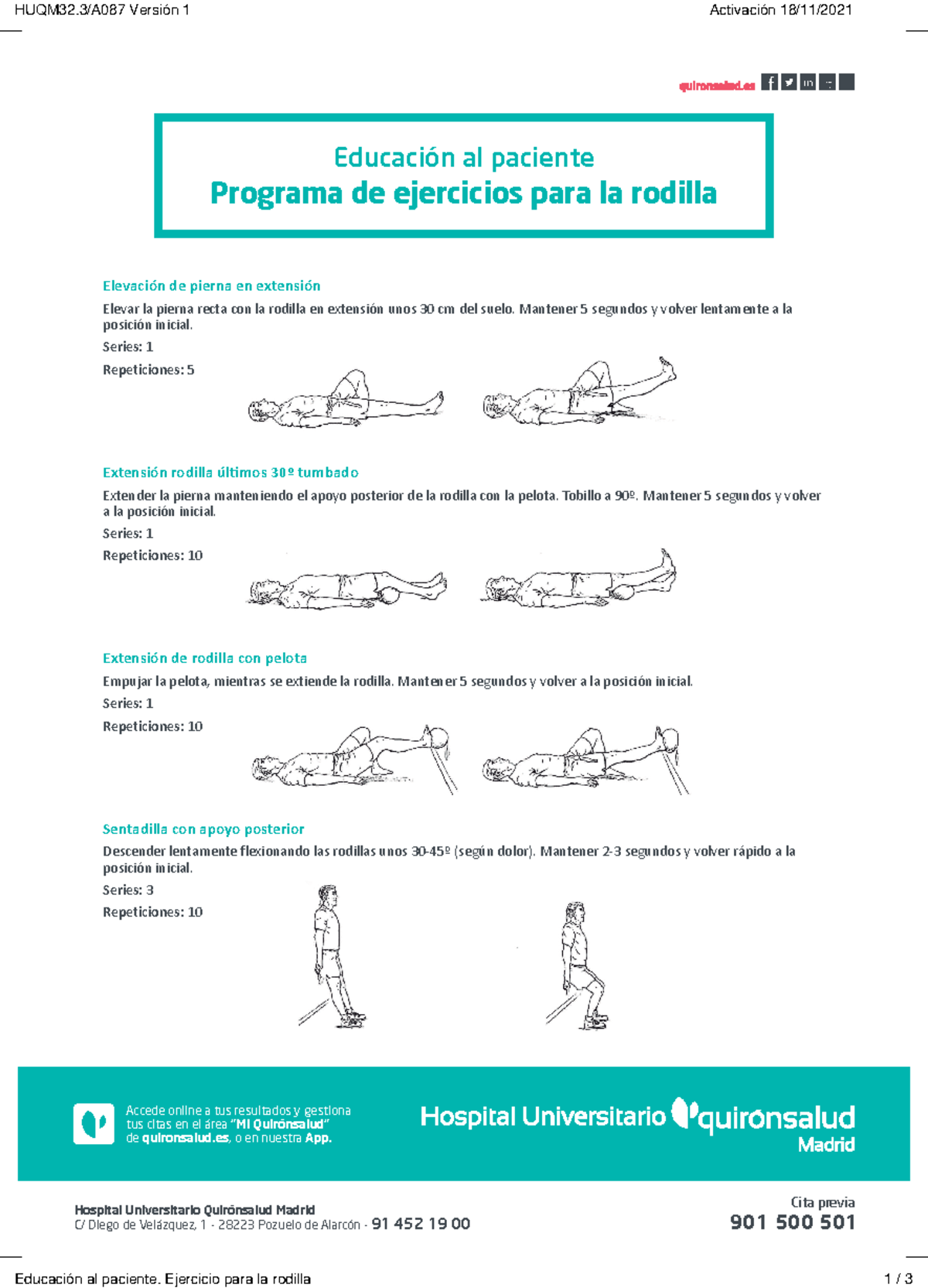 Ejercicios para la rodilla - Educación al paciente Programa de ...