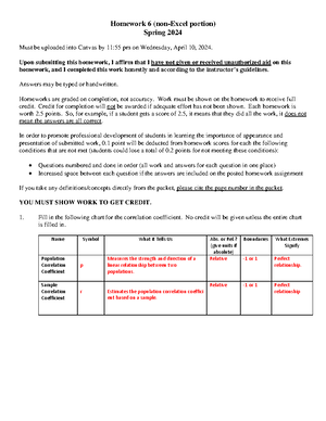 Sp24 Excel HW 6 - o nviofbnio - Excel Homework 6 Spring 2024 All Excel tutorials have a red box ...