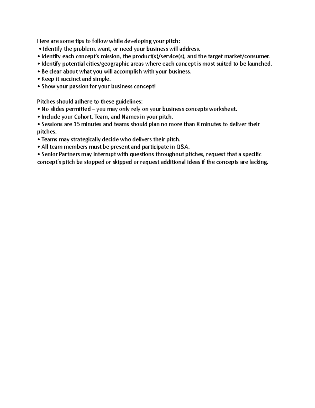 Pitch tips - Here are some tips to follow while developing your pitch ...