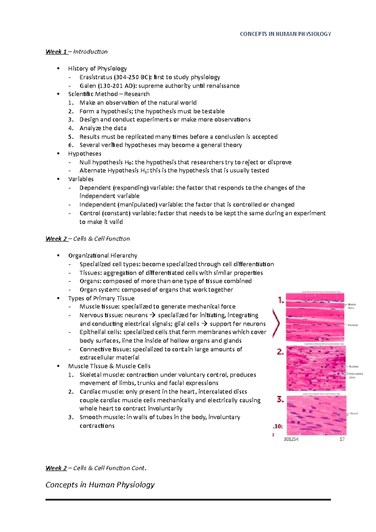 Concepts in Human Physiology Notes - Week 1 – Introduction History of ...