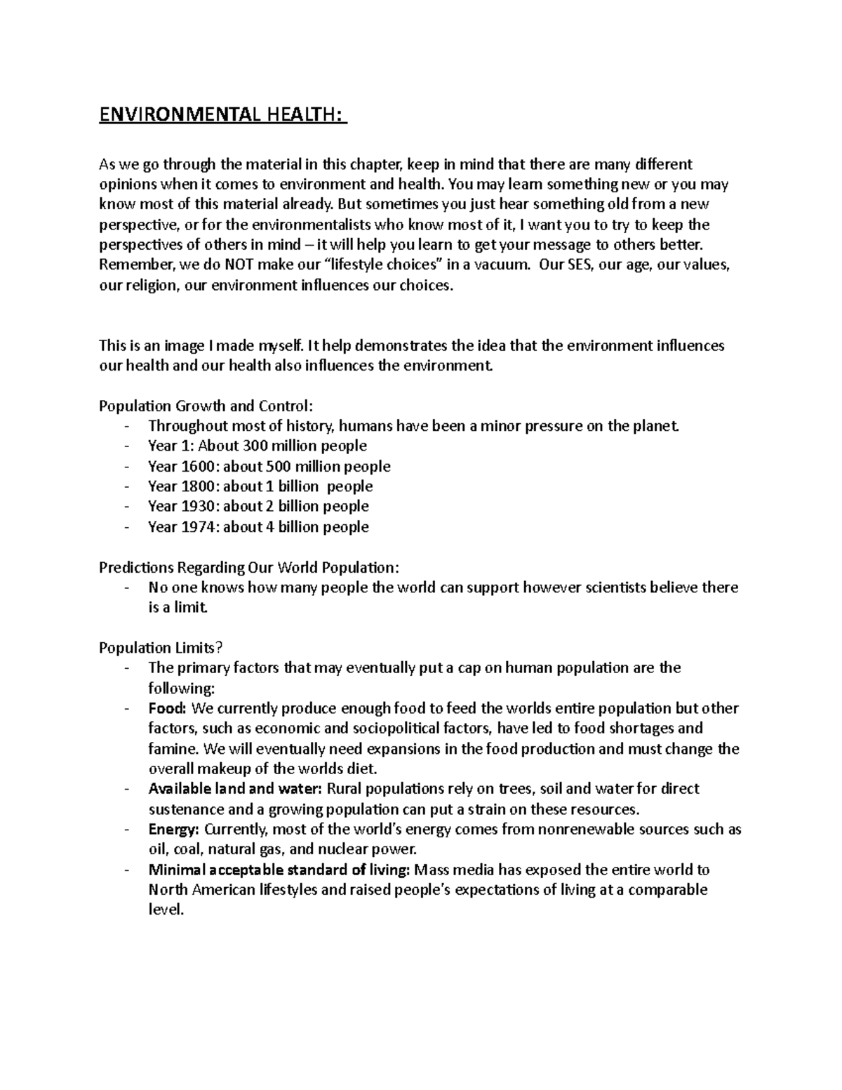 Environmental Health - Notes for you - ENVIRONMENTAL HEALTH: As we go ...