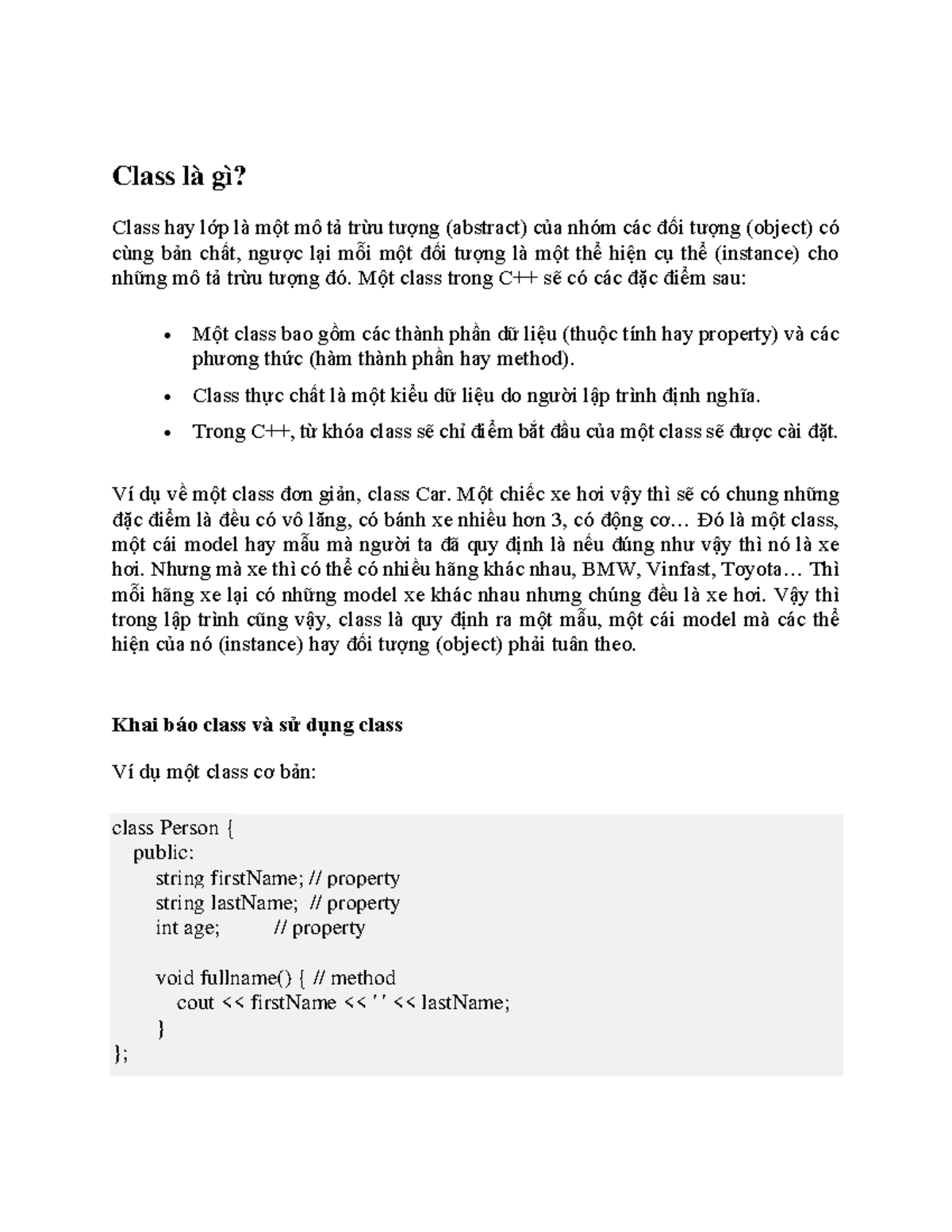 C++ - this is the road map c++ - Class là gì? Class hay lớp là một mô ...