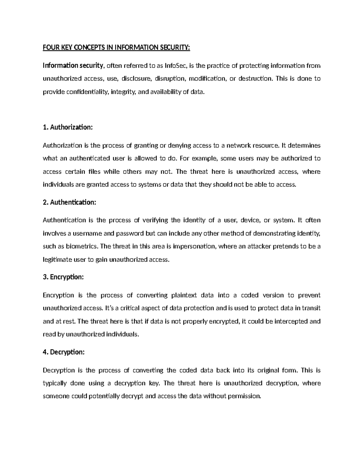 FOUR KEY Concepts IN Information Security - FOUR KEY CONCEPTS IN ...