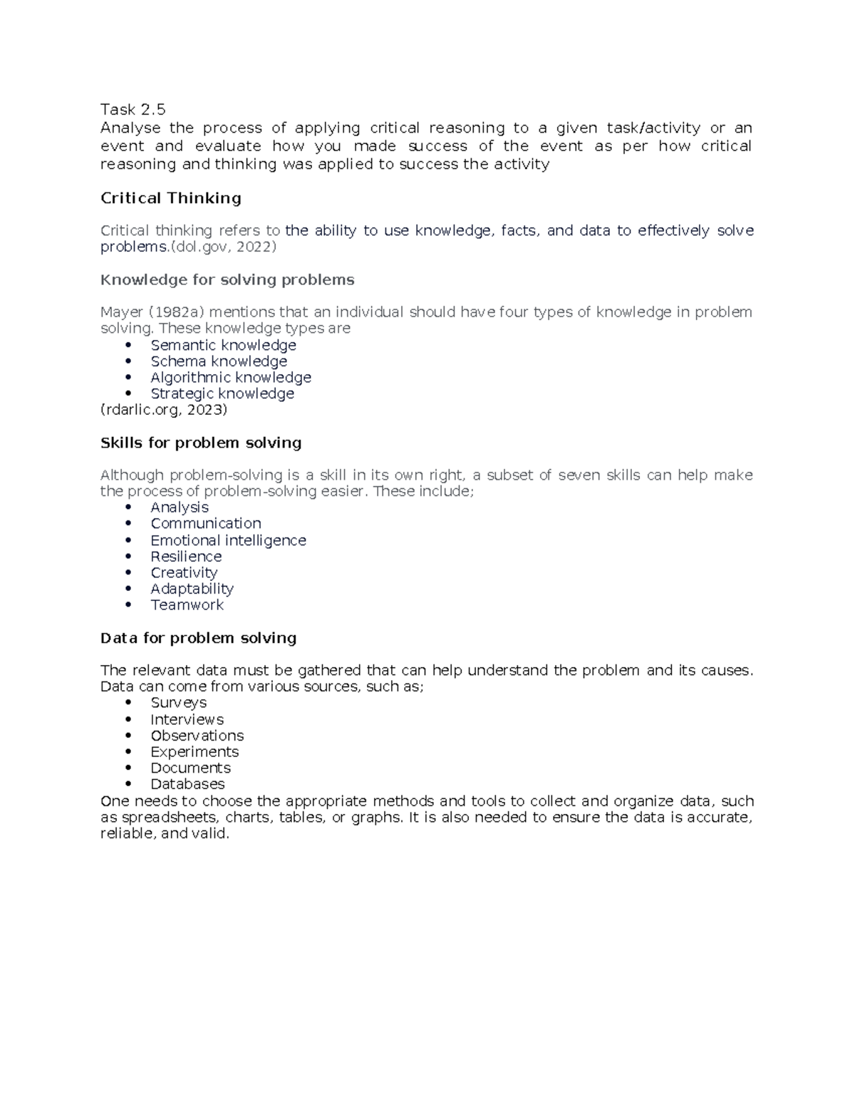 Critical Reasoning - This will help you to do the Professional Practice ...