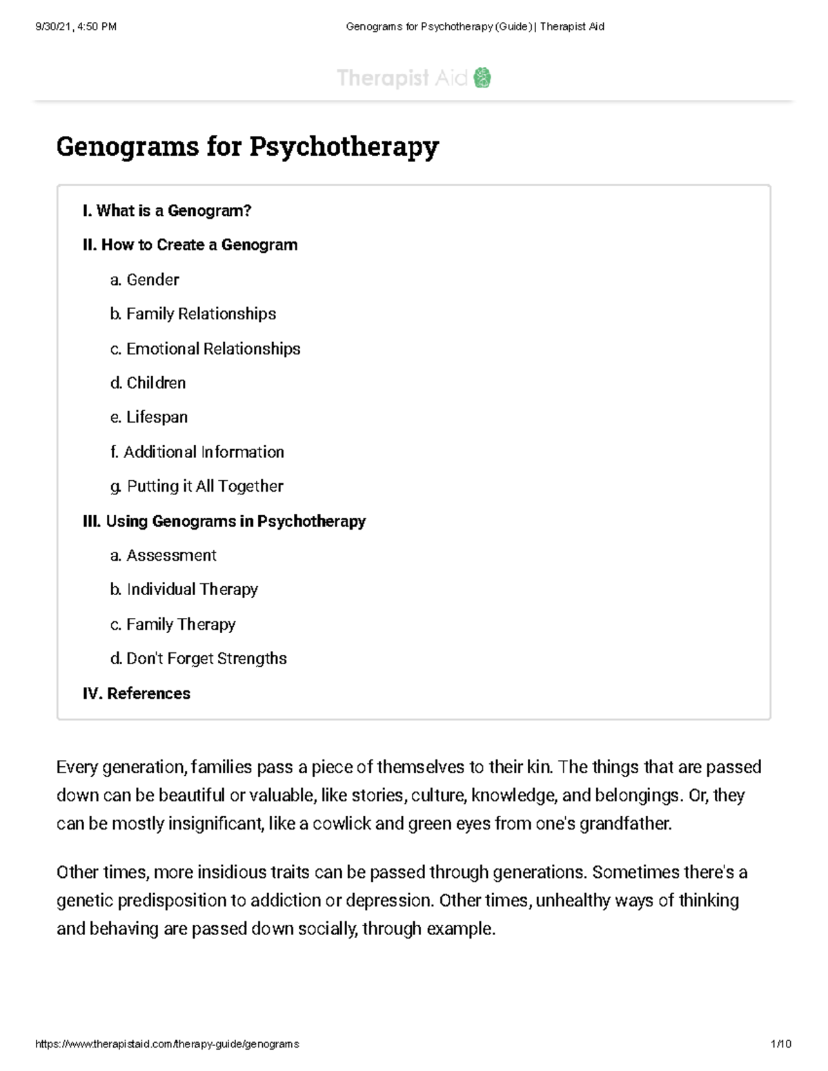 Genograms for Psychotherapy (Guide) Therapist Aid - Genograms for ...