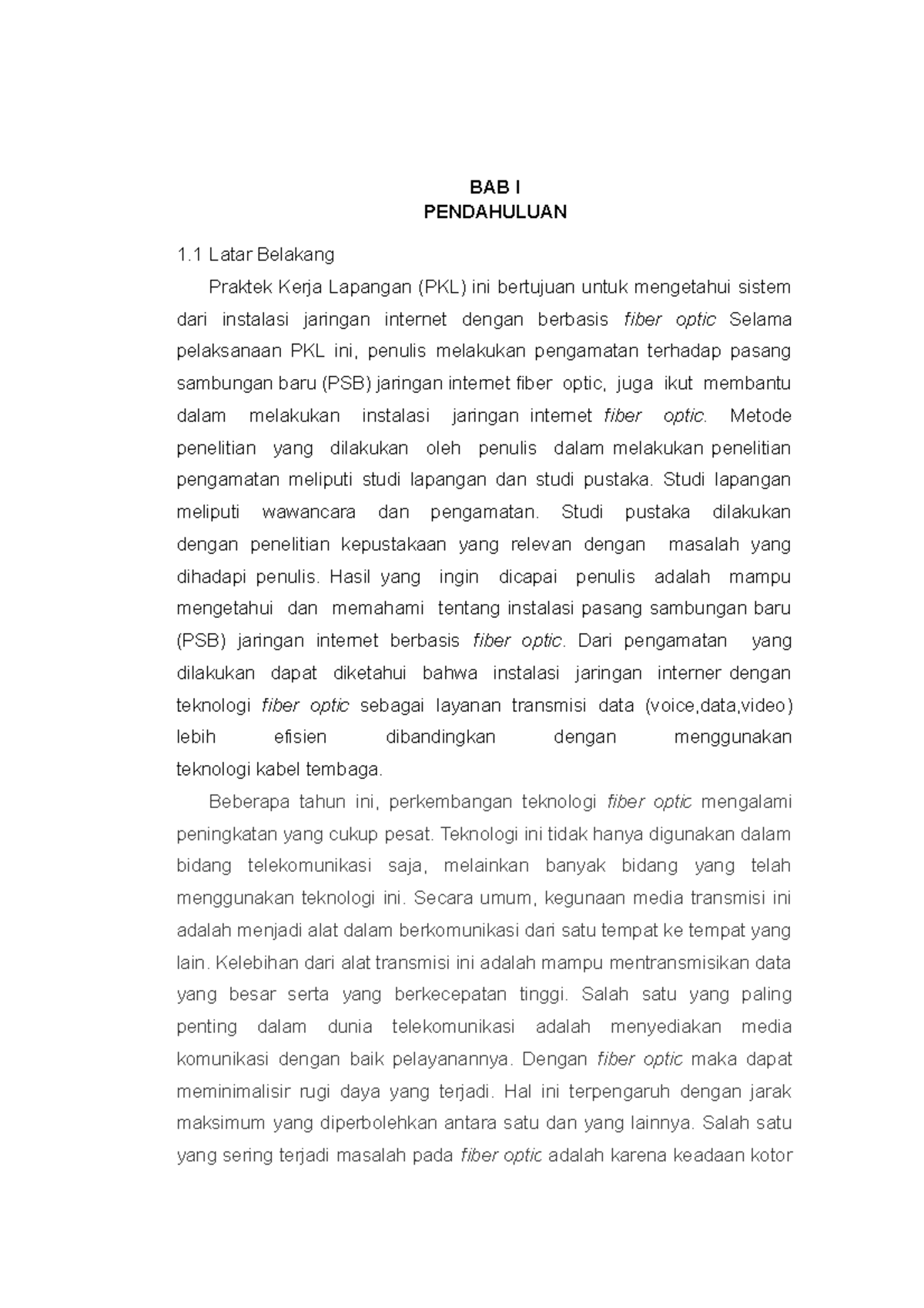 Laporan PKL ( ISI ) Fahri - BAB I PENDAHULUAN 1 Latar Belakang Praktek ...