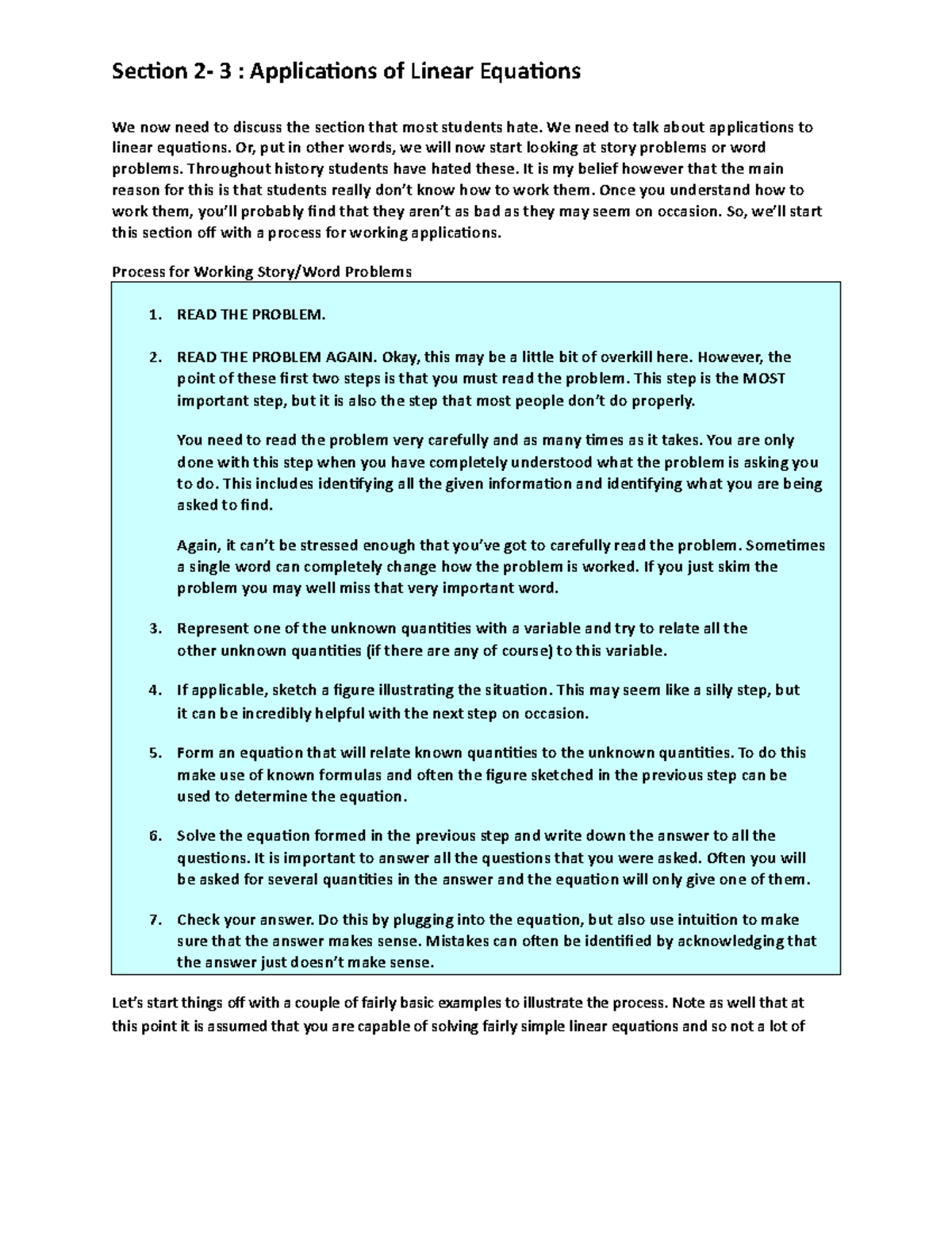 Applications of linear equations - Section 2- 3 : Applications of ...