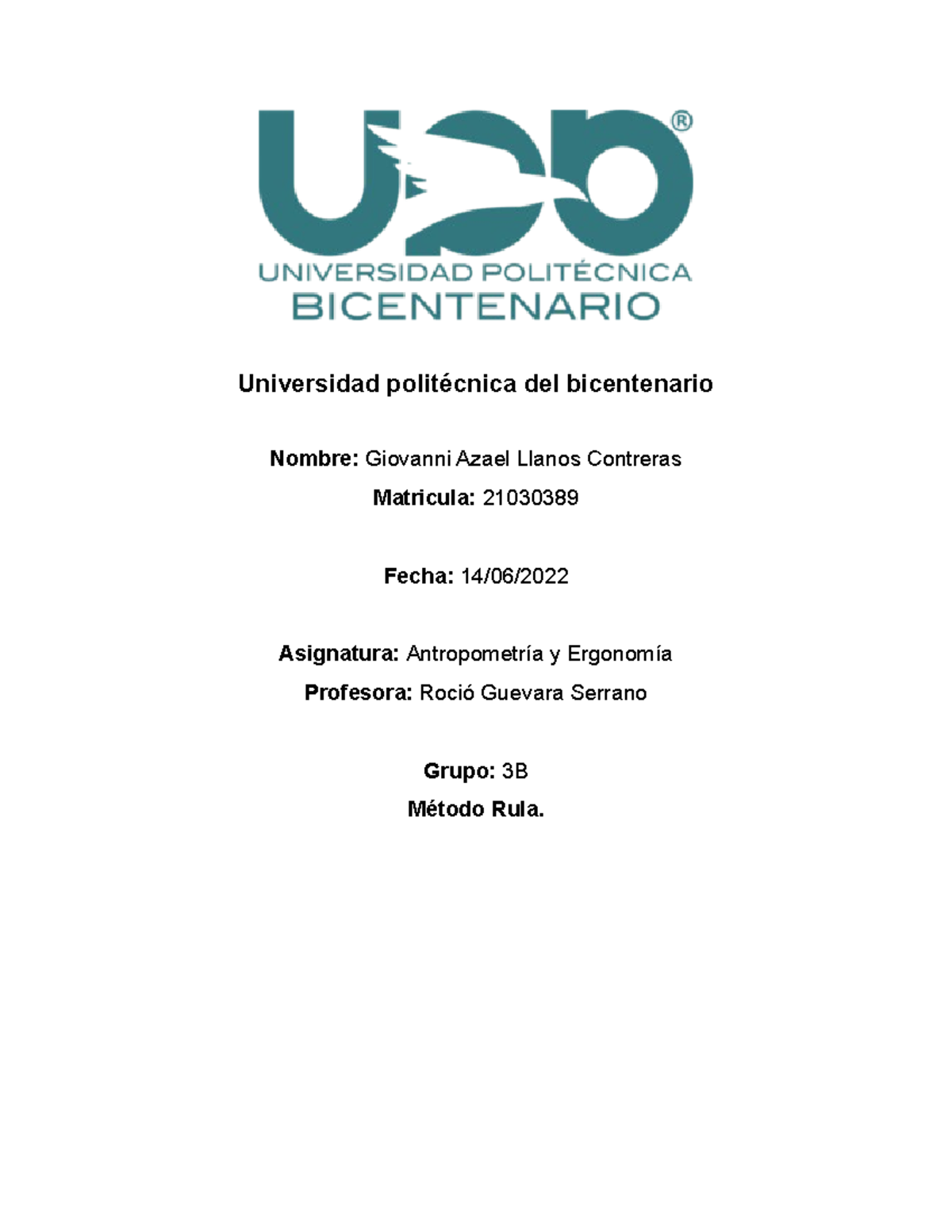 Rula - Proyecto - Universidad politécnica del bicentenario Nombre ...