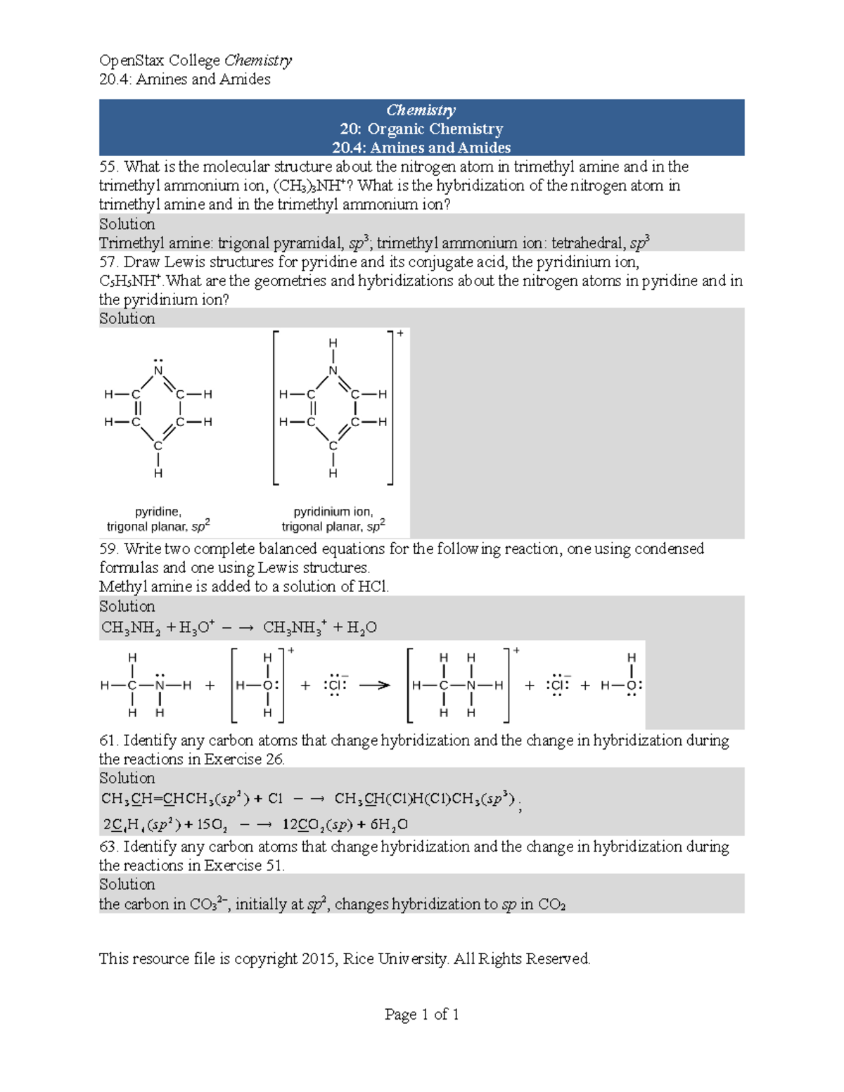 CNX Chemistry SSM Ch20 Mod04 - OpenStax College Chemistry 20: Amines and Amides Chemistry 20 ...