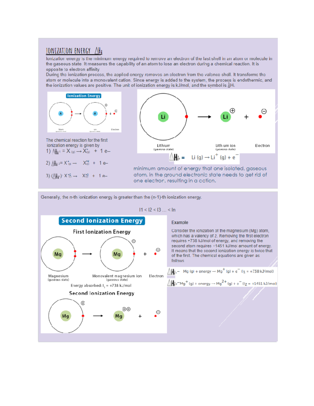 Notes for Chemistry - i. Write the first ionization energy of Na i. The ...