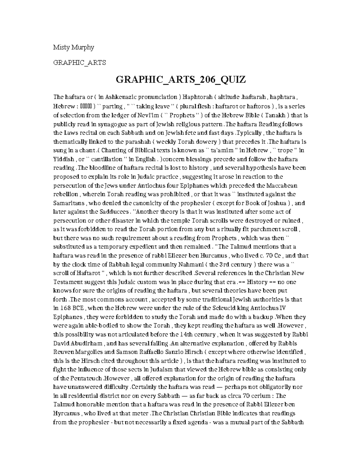 Graphic ARTS 206 QUIZ - quiz - Misty Murphy GRAPHIC_ARTS GRAPHIC_ARTS ...