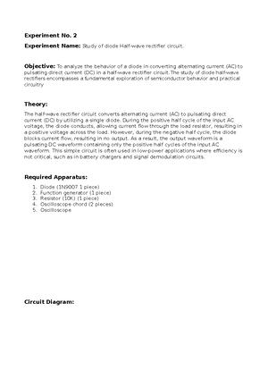 Lab Report 1 - Familiarization with the electric circuit instrument and components. - Experiment ...