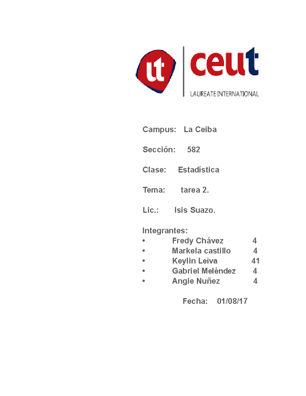 Tarea-2-estadistica - Hkhv - Campus: La Ceiba Sección: 582 Clase ...