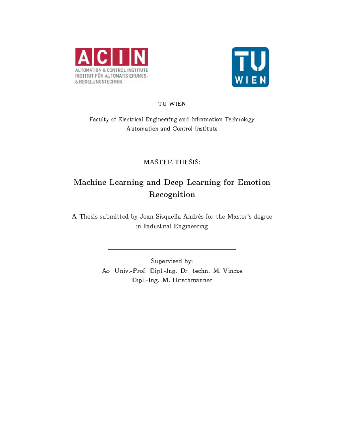 Face emotion book - deeplearning - ####### TU WIEN Faculty of ...