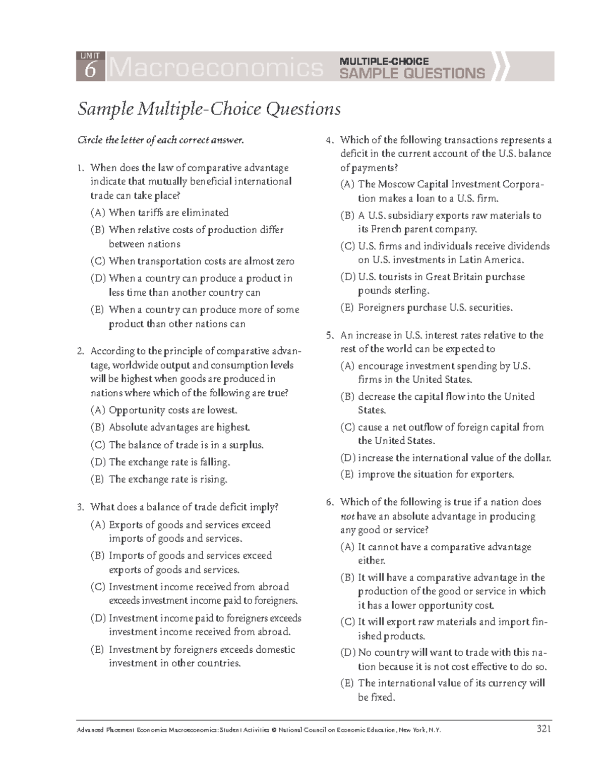 Mac Unit6 Qs MC - Circle the letter of each correct answer. When does ...